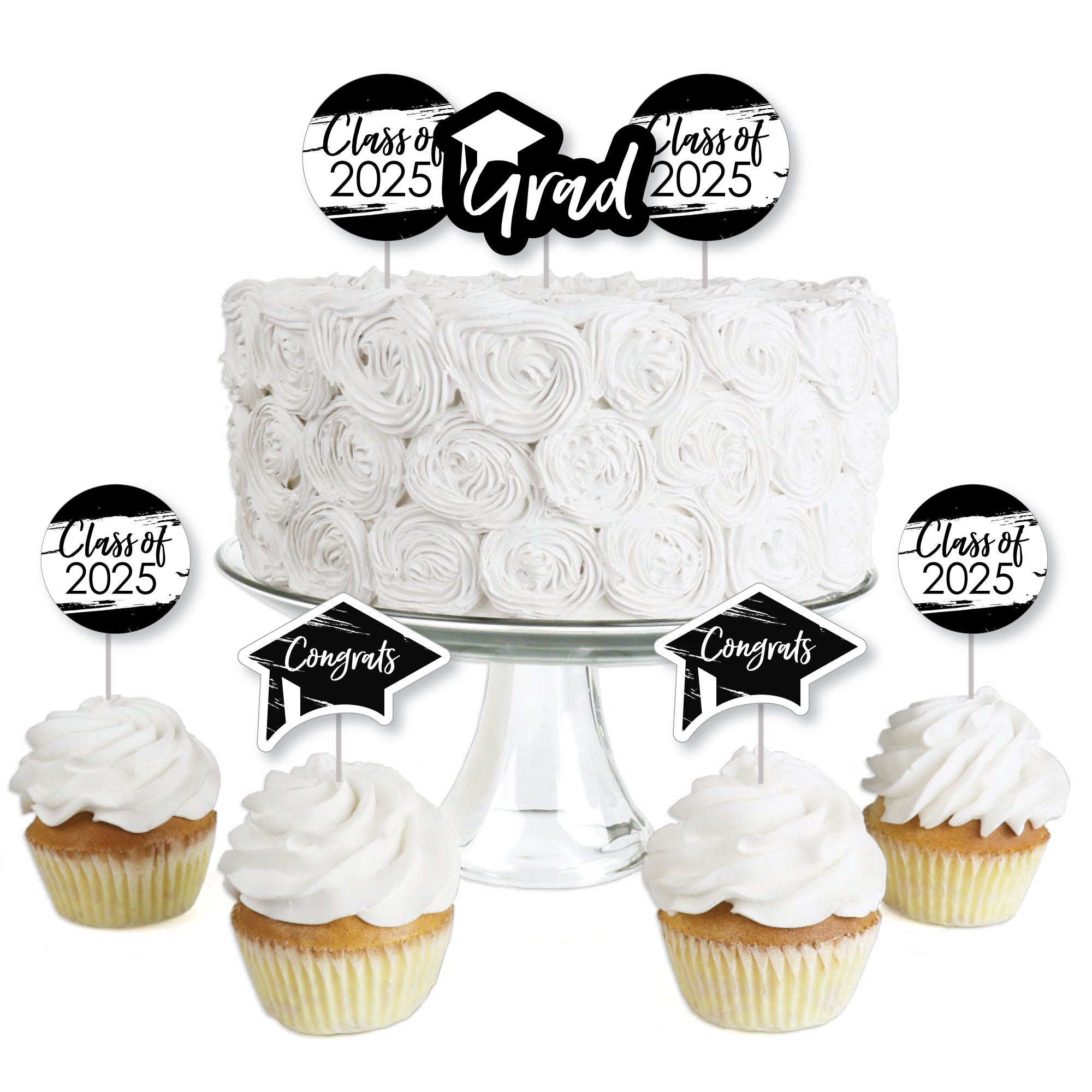 Black and White Grad - Best is Yet to Come - Dessert Cupcake Toppers ...