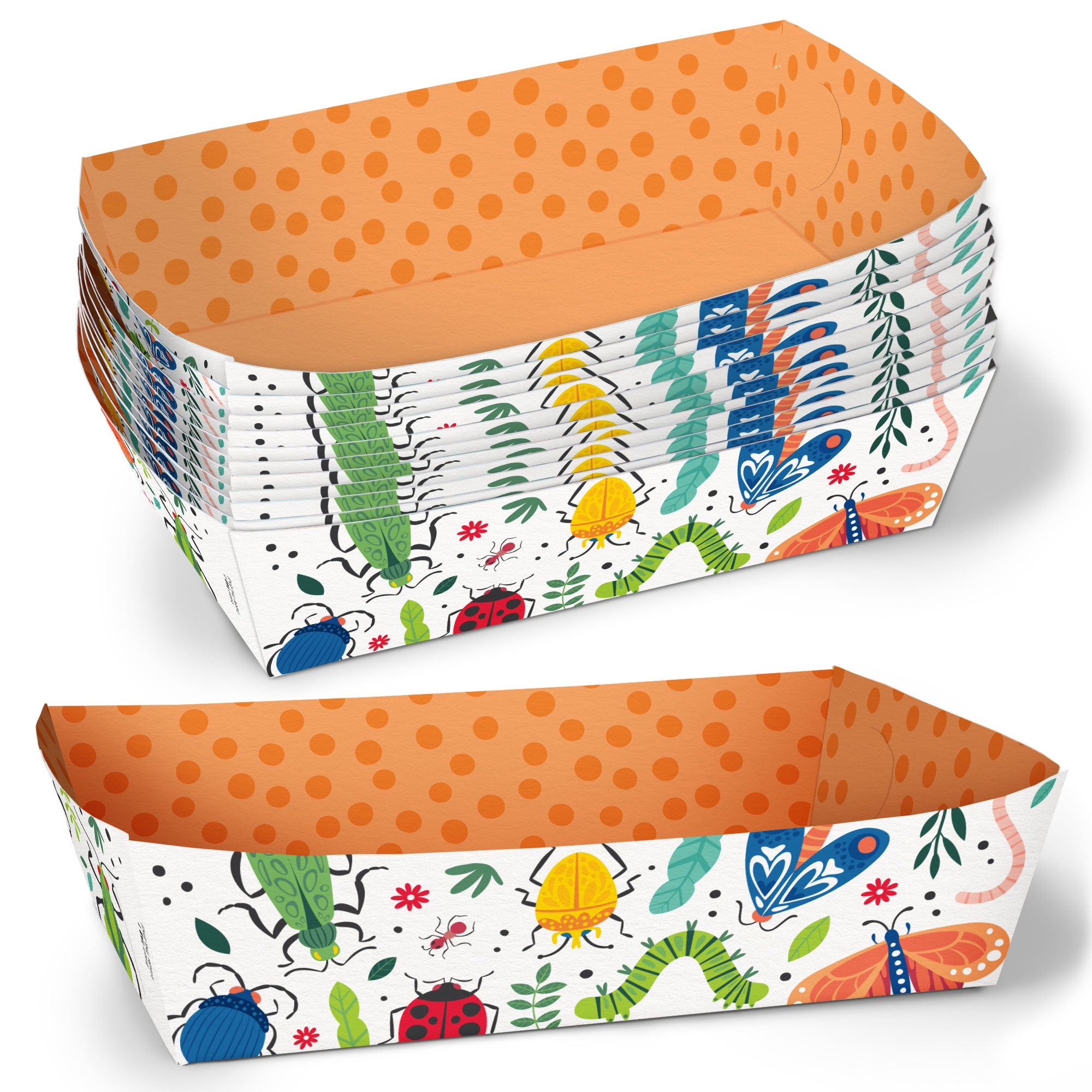 Bug Party Paper Food Trays – 12 Ct Disposable Snack Boats ...