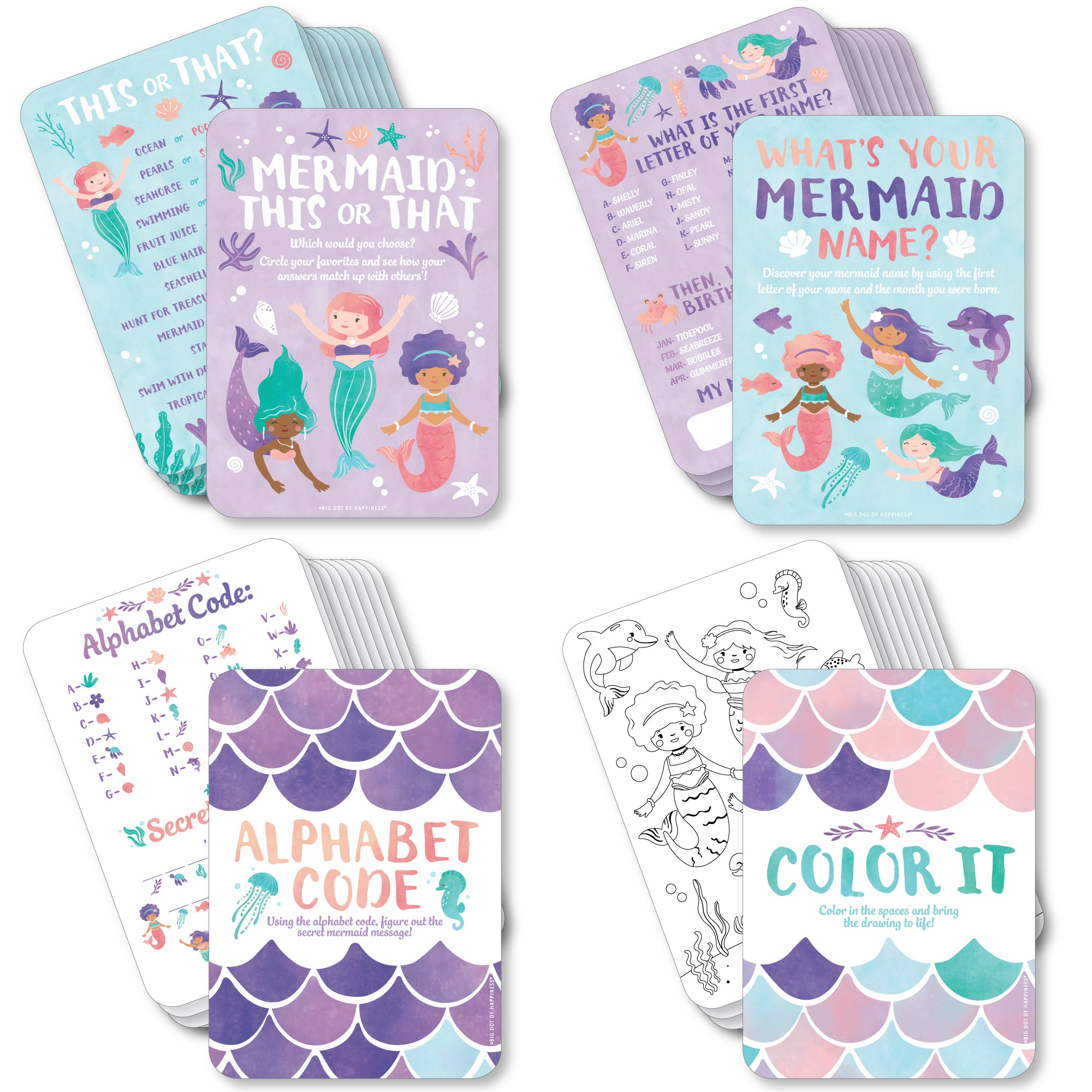 Mermaid Birthday Party Game Bundle | BigDotOfHappiness.com