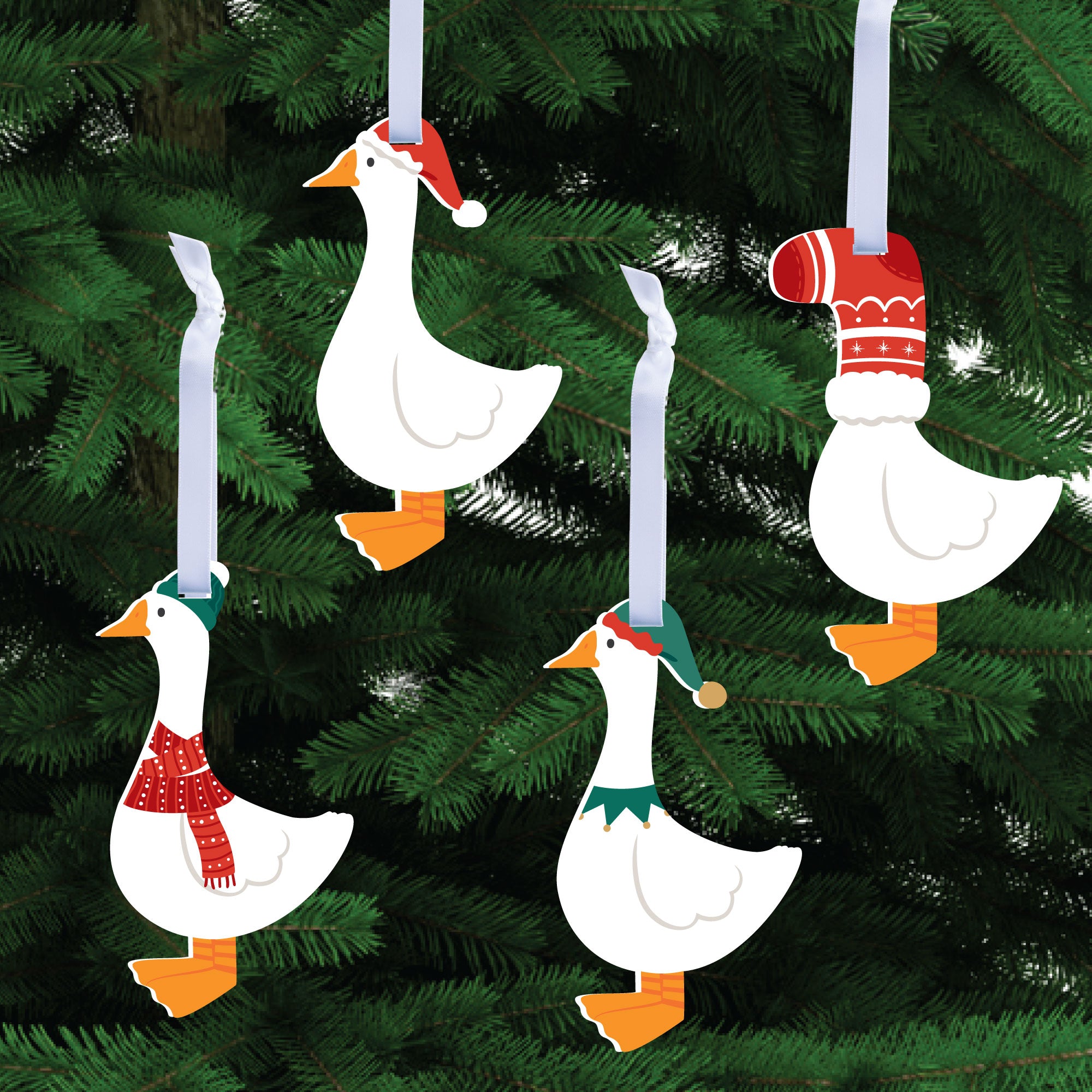 Christmas Silly Goose Ornament Set, Winter Holiday Party Decorations ...