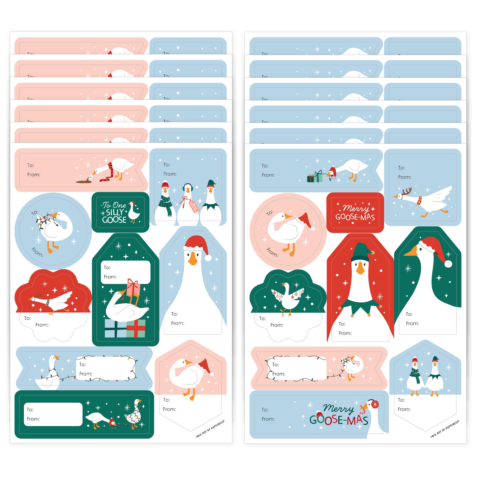 Christmas Silly Goose Gift Tag Stickers, Assorted Winter Holiday Party ...