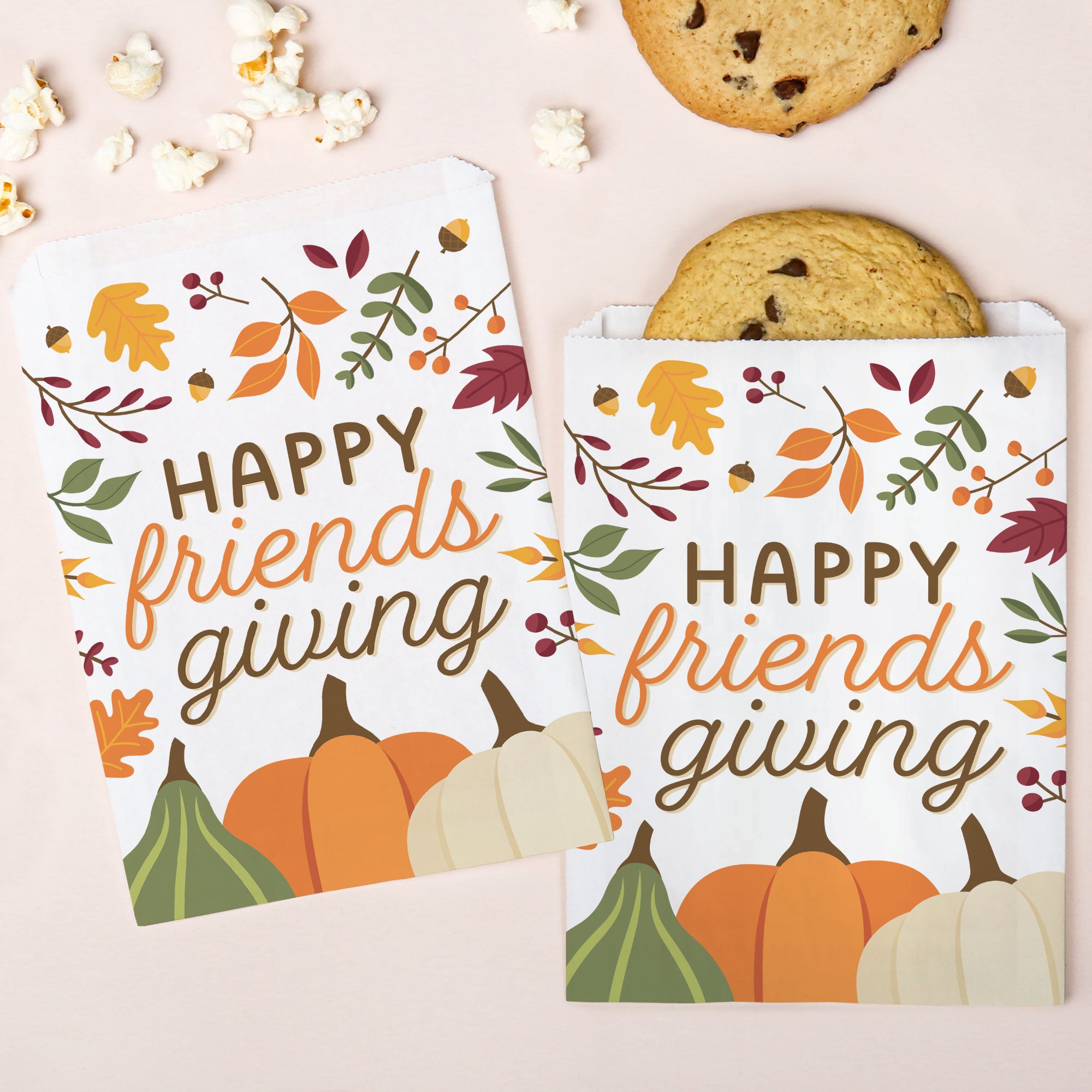 Happy Friendsgiving Paper Treat Bags, Fall Harvest Snack Favors ...