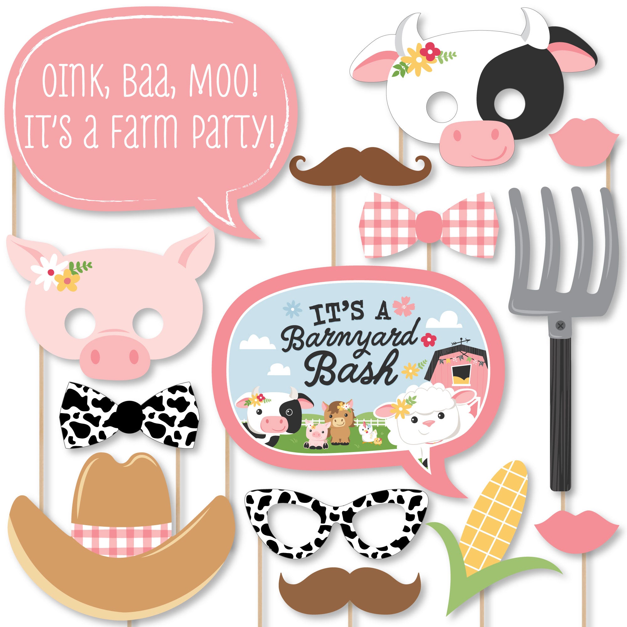 Girl Farm Animals - Pink Barnyard Baby Shower or Birthday Party Photo ...
