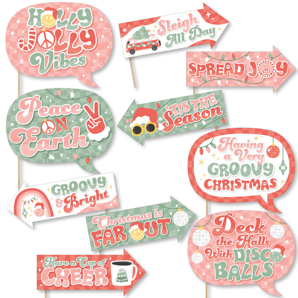 Funny Groovy Christmas - Pastel Holiday Party Photo Booth Props Kit ...