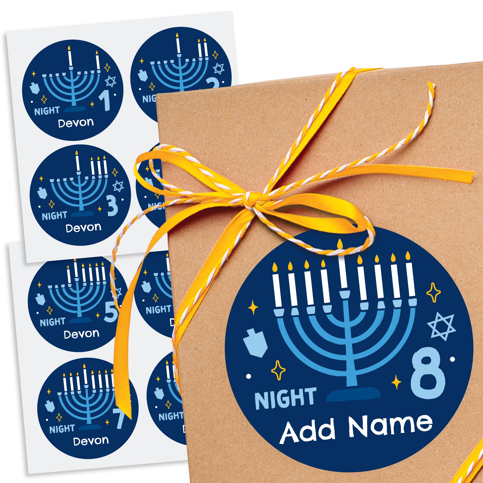Hanukkah Menorah - Round Chanukah Holiday Party To and From Gift Tags ...