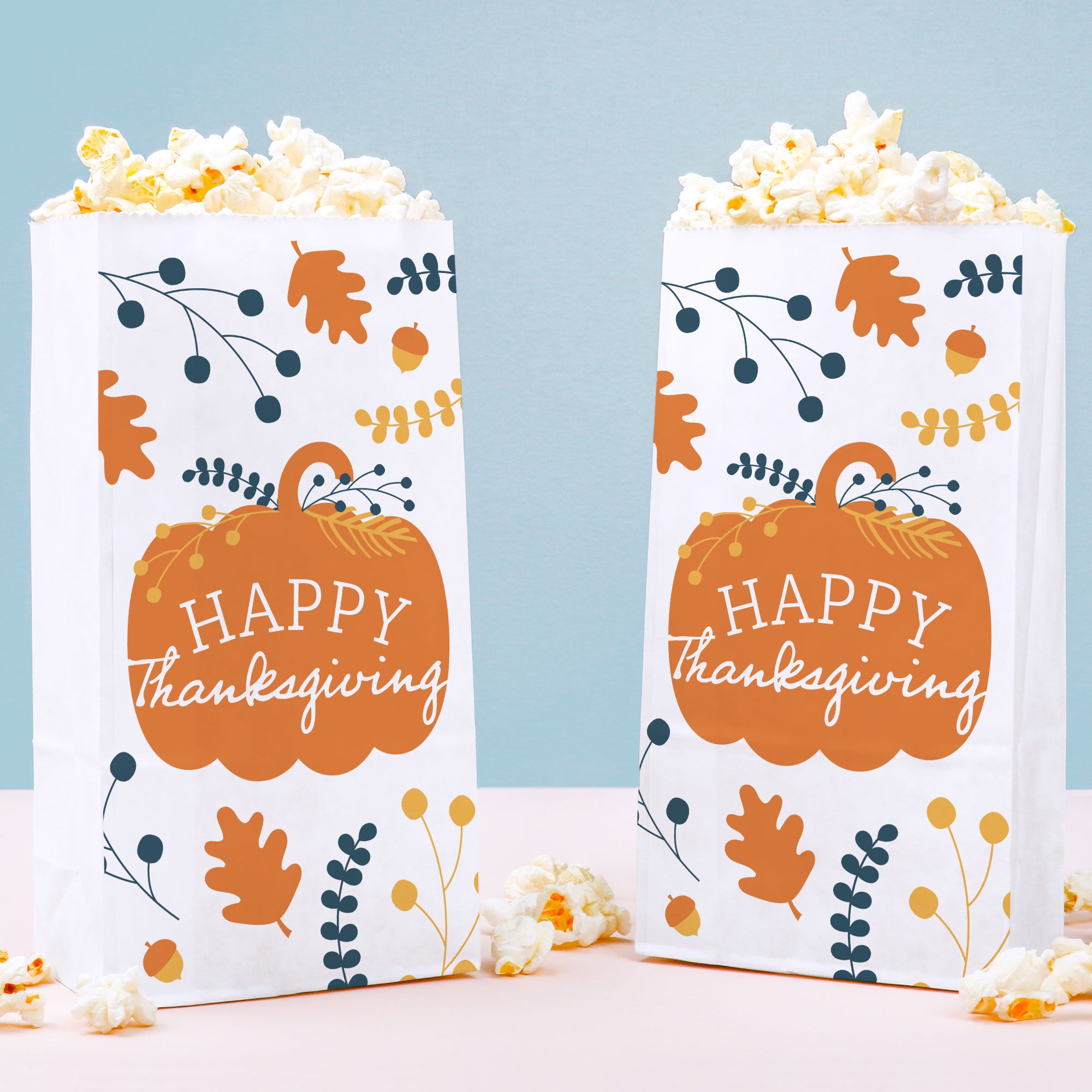 Happy Thanksgiving Popcorn Bags Fall Party Favor Snack Treats ...