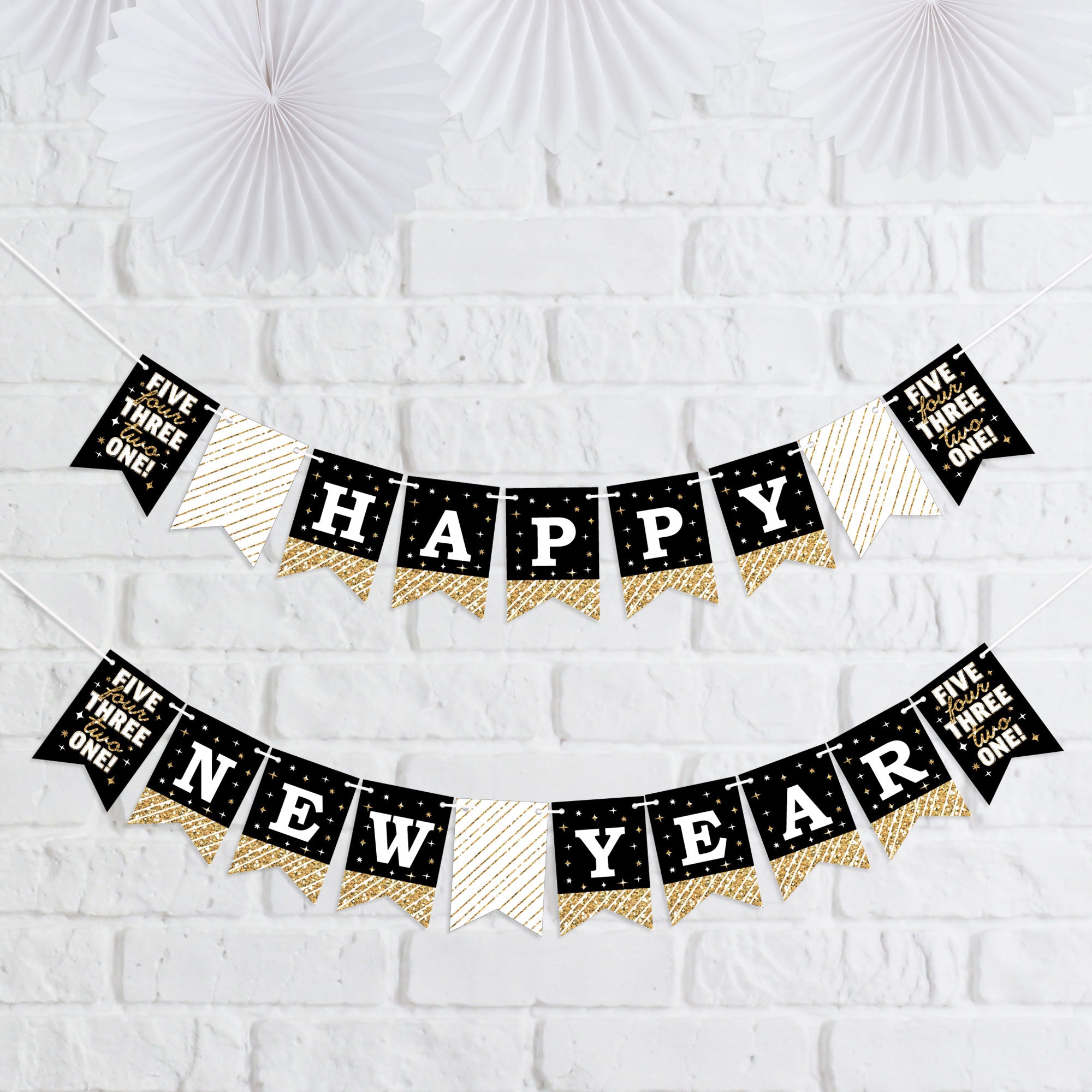 Hello New Year - NYE Party Mini Pennant Banner - Happy New Year ...