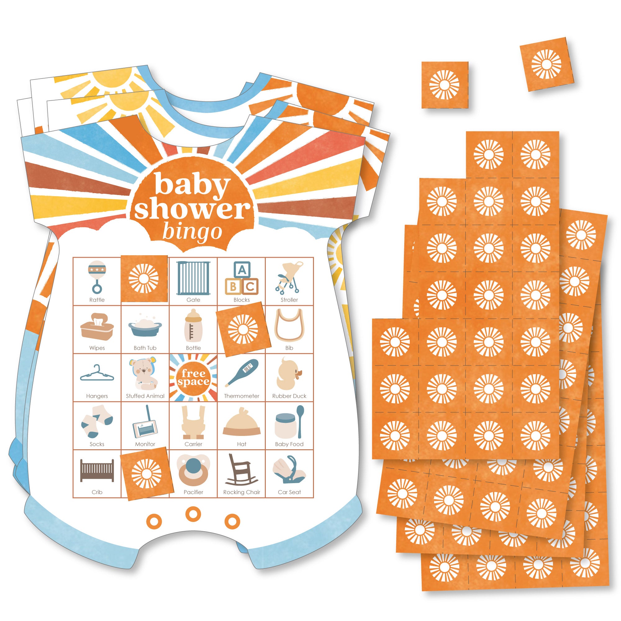 Here Comes The Son Baby Shower Bingo Party Game | BigDotOfHappiness.com ...
