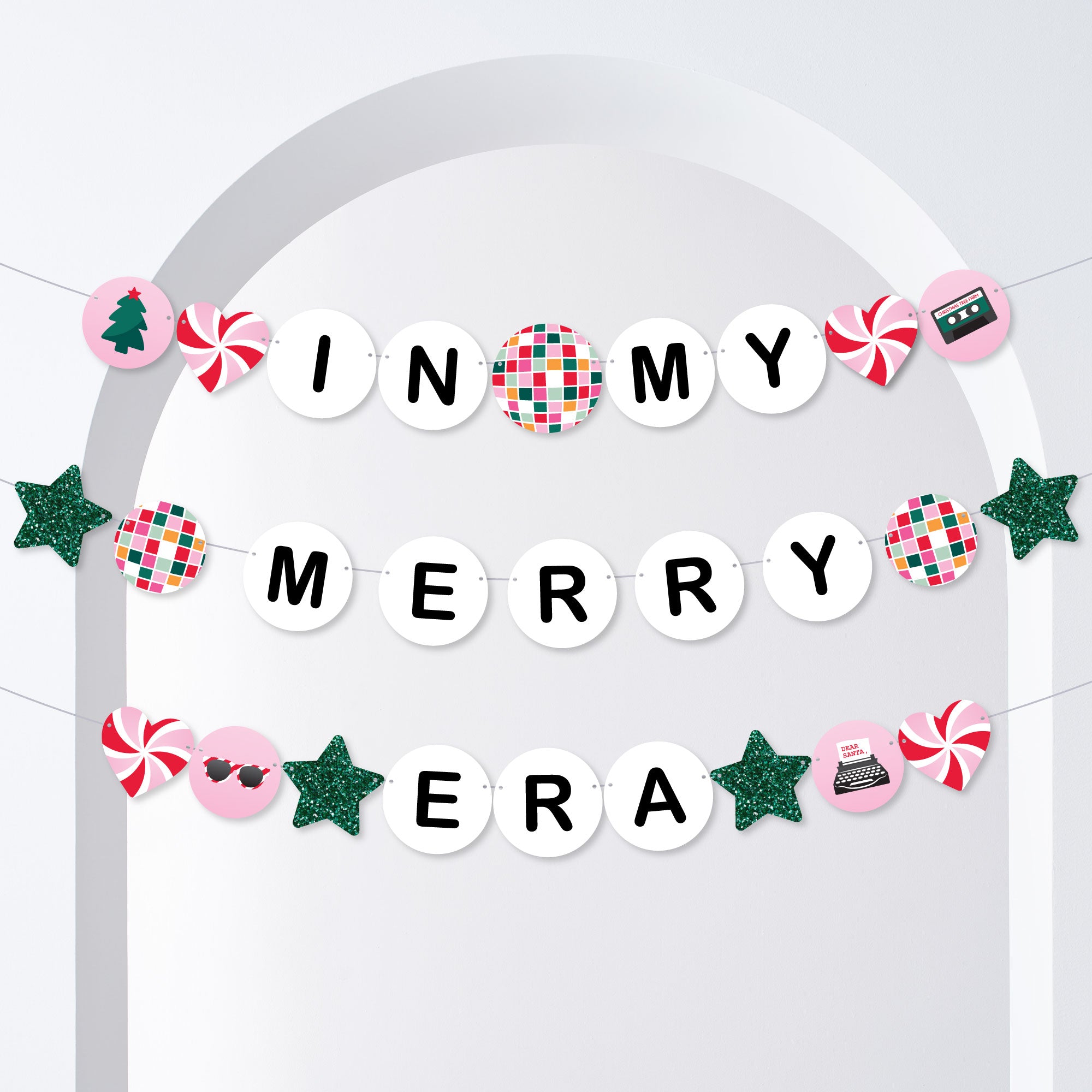 In My Merry Era Banner, Christmas Party Decorations, Xmas Holiday Backdrop, Large Holiday ...