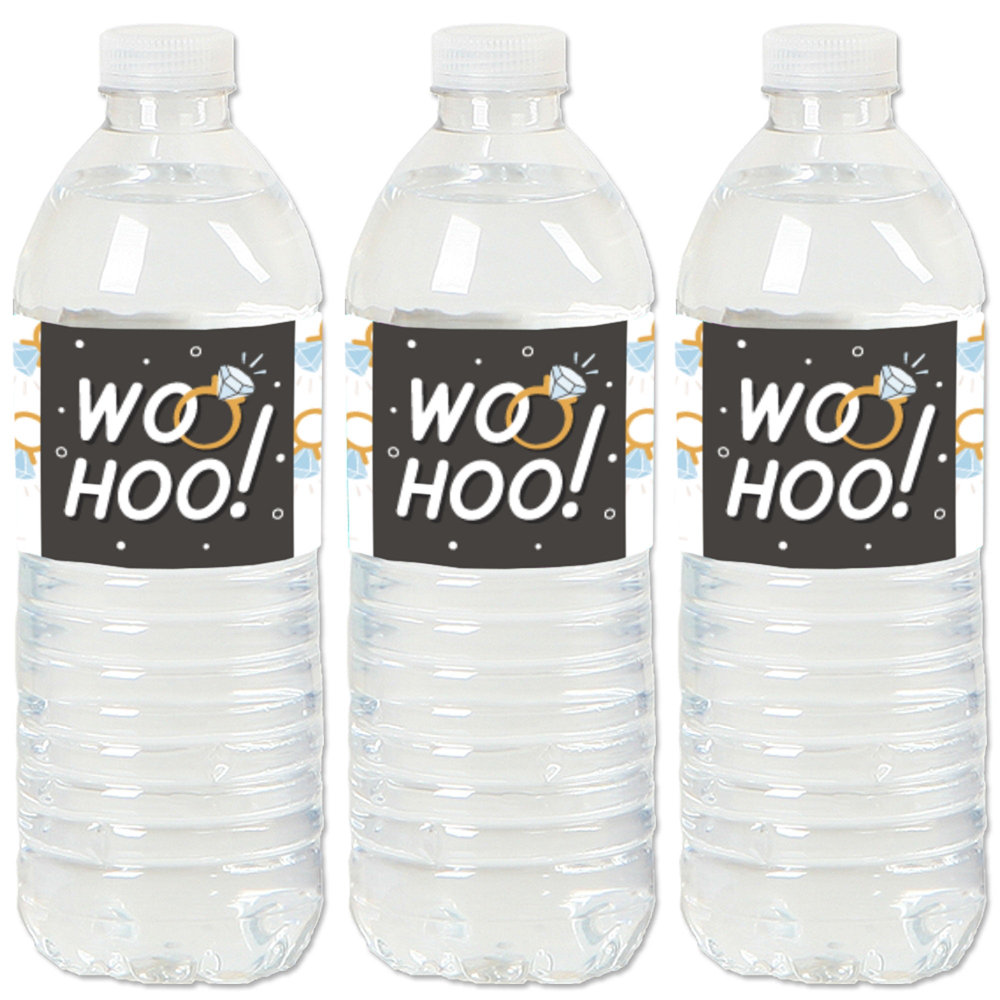 Just Engaged - Black and White - Engagement Party Water Bottle Sticker ...