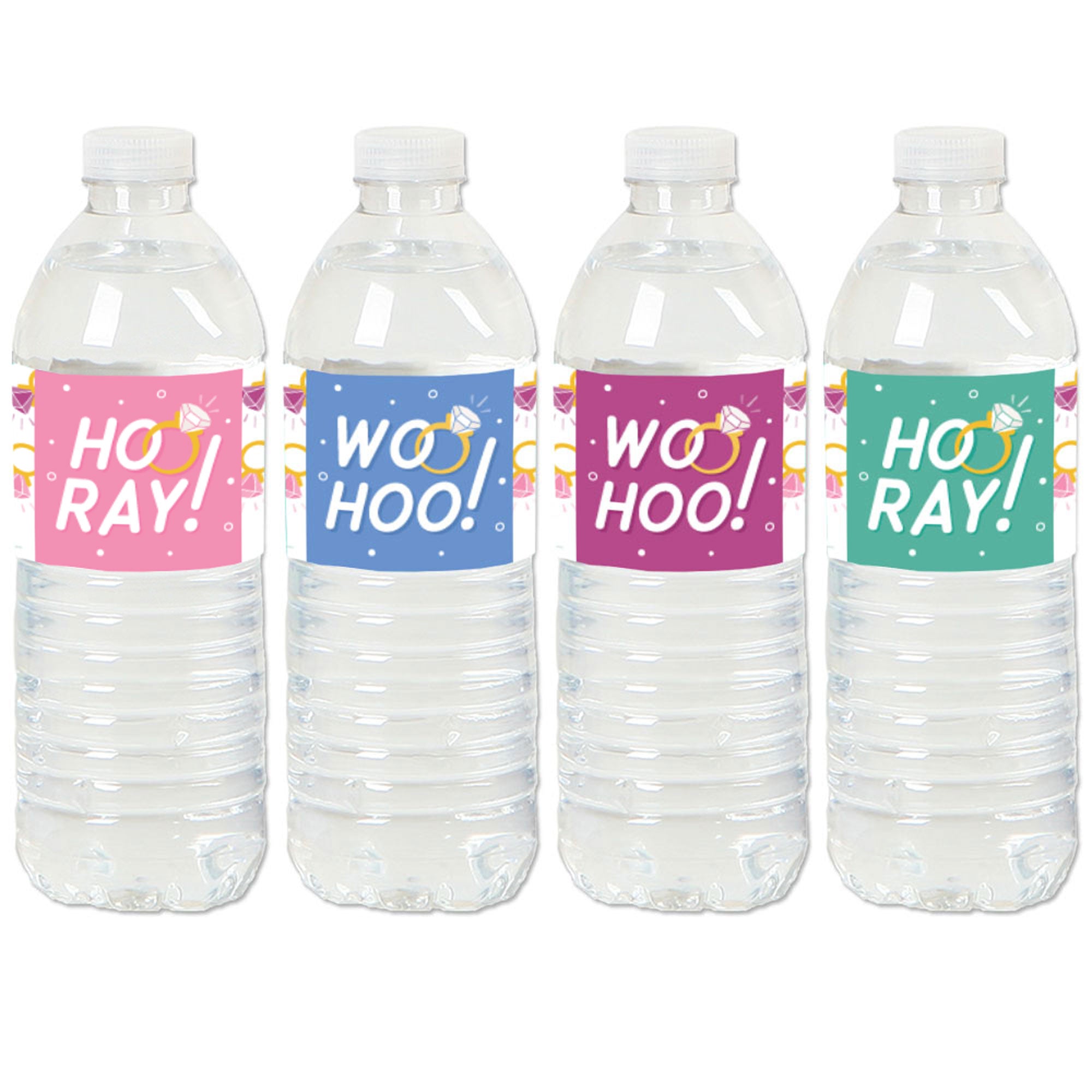 Just Engaged - Colorful - Engagement Party Water Bottle Sticker Labels ...