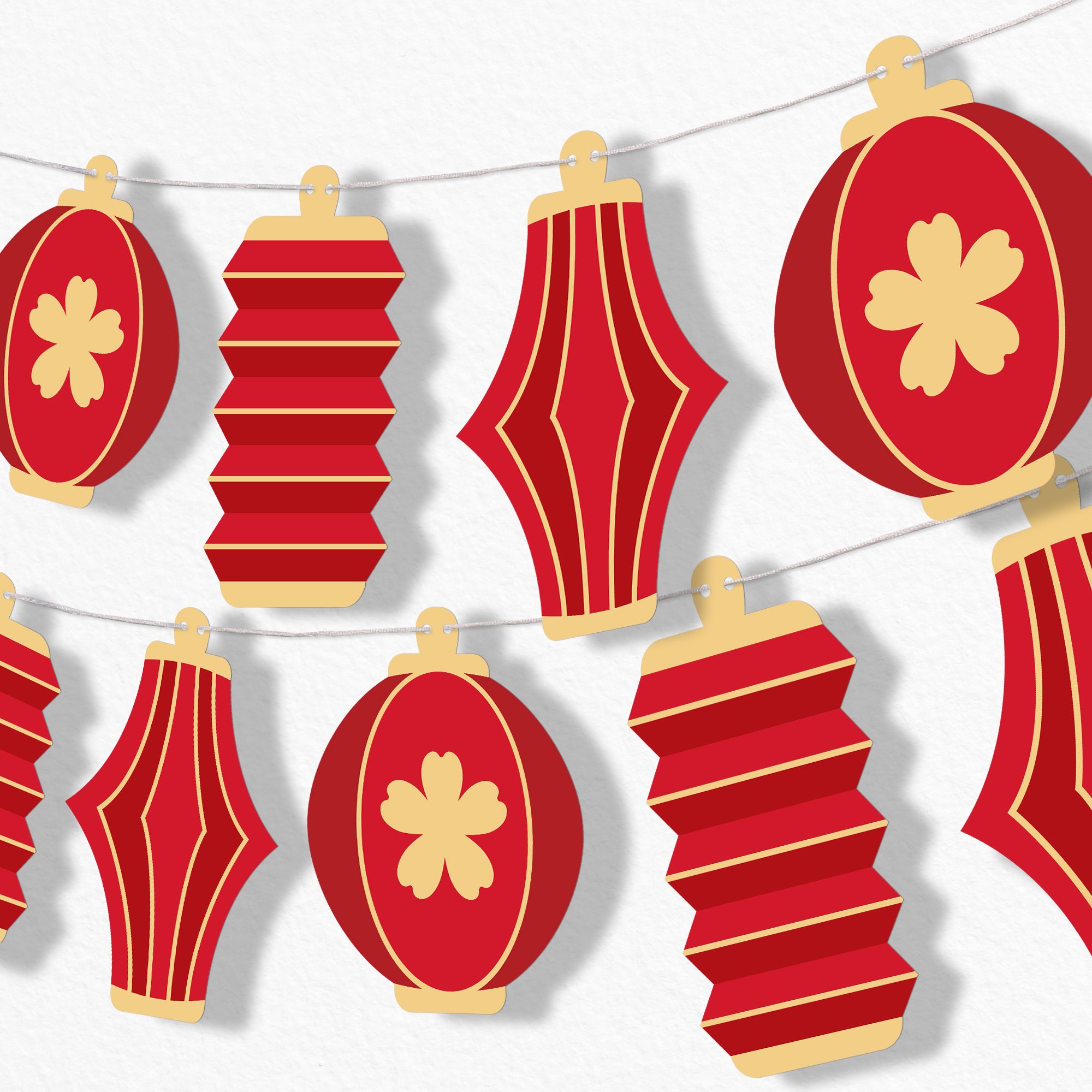 Lunar New Year Lantern Garland Banner, Chinese New Year Party ...