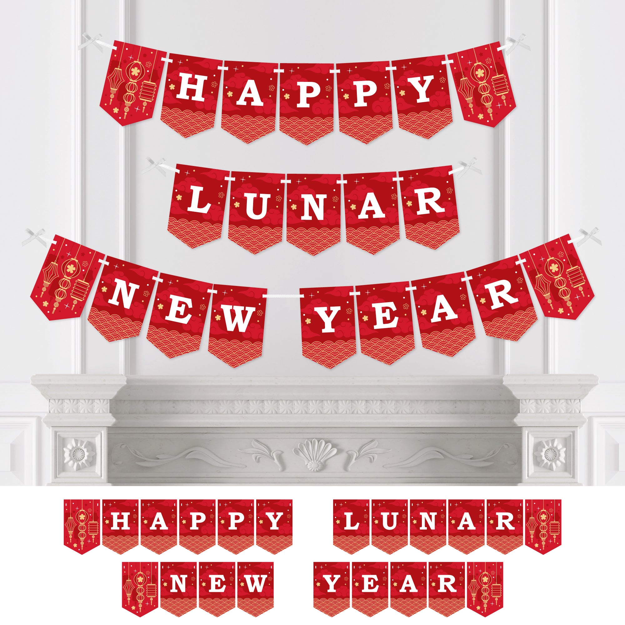 Lunar New Year - Bunting Banner - Party Decorations - Happy Lunar New ...