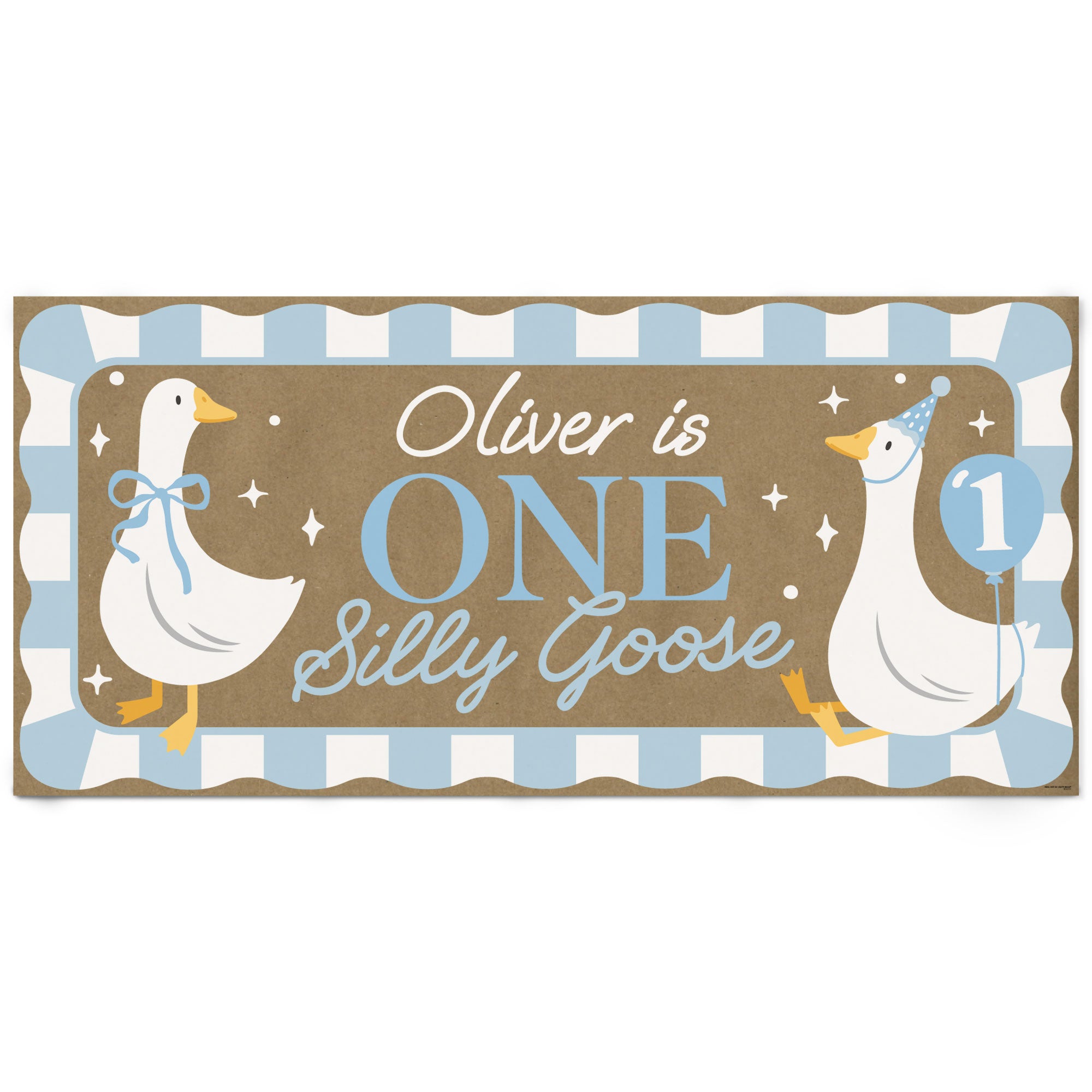 Personalized One Silly Goose Kraft Banner for 1st Birthday