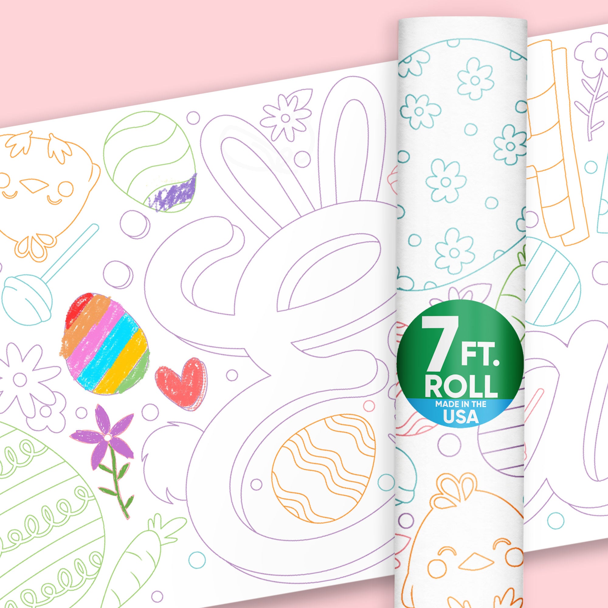 Happy Easter Coloring Table Runner, 7ft Long Spring Easter Bunny ...