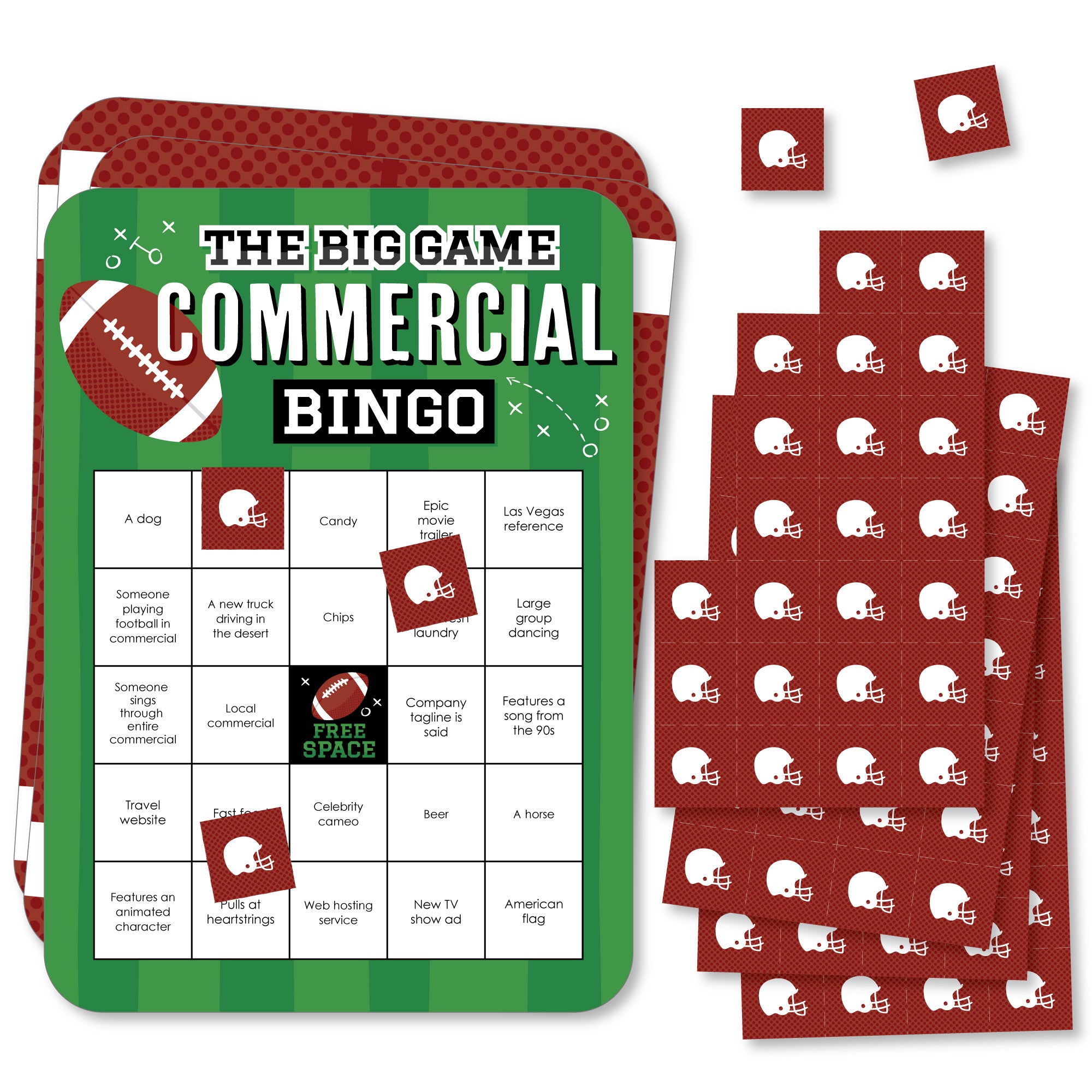 The Big Game - Commercial Bingo Cards and Markers - Football Party ...