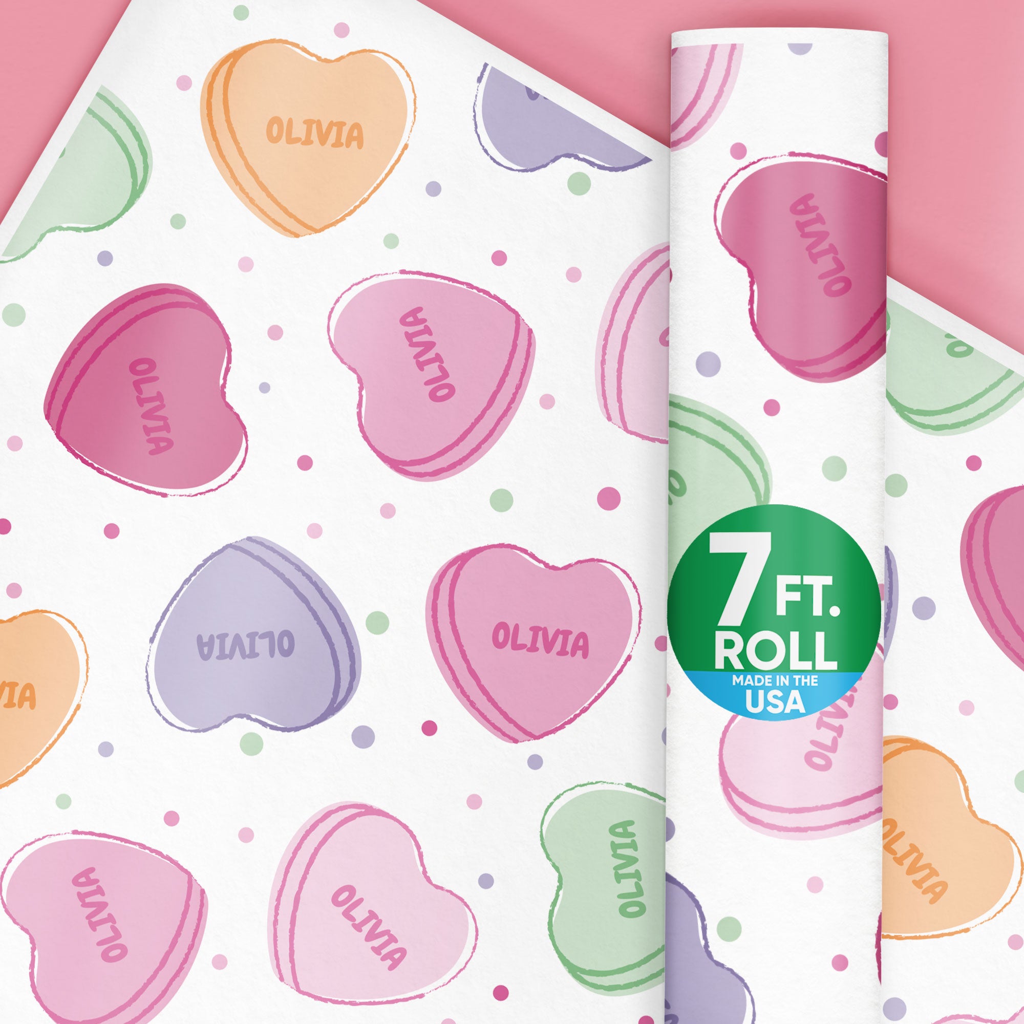 Custom Name Valentine Hearts Wrapping Paper, Personalized Galentine's ...