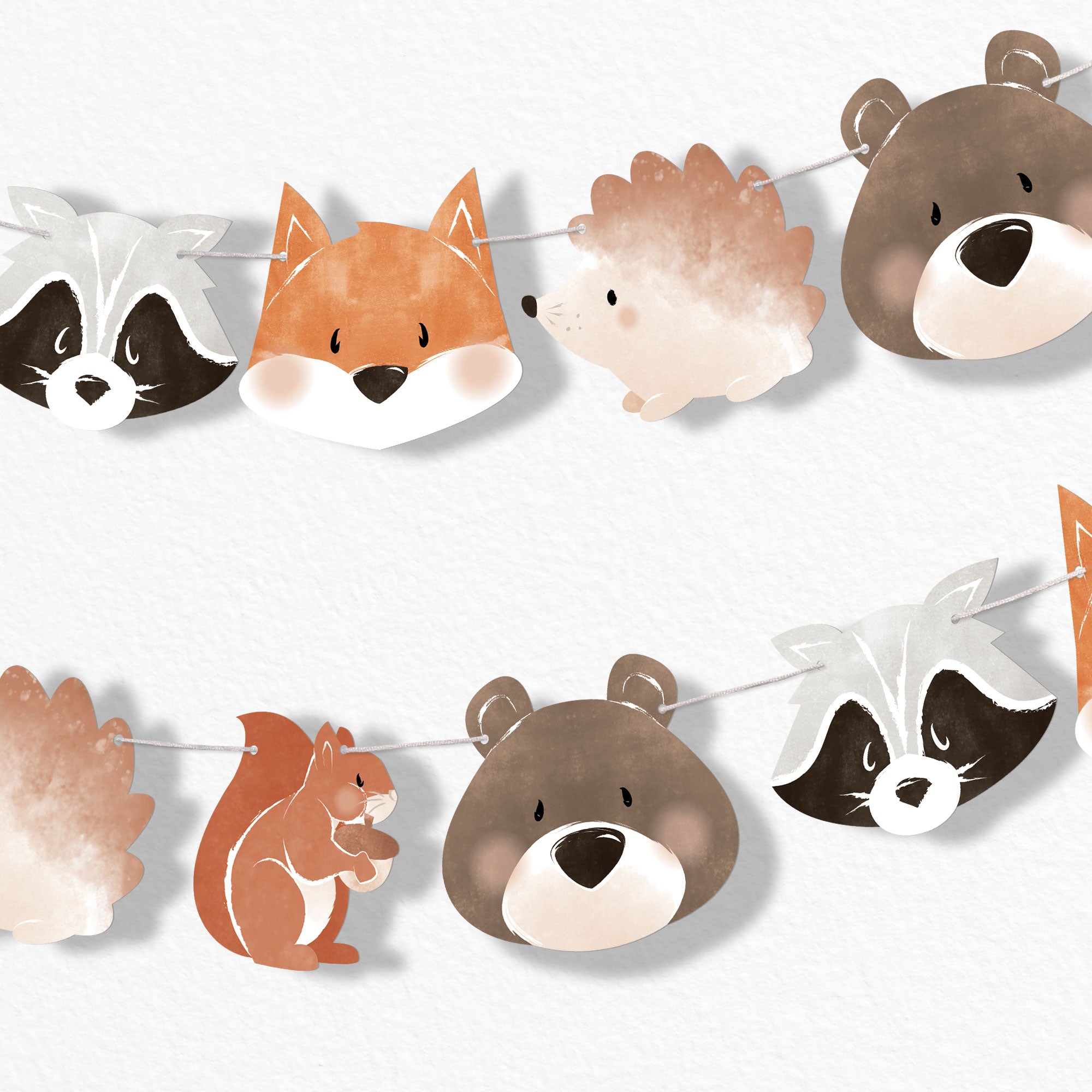 Woodland Animals Garland Banner, Forest Baby Shower or Birthday Party ...