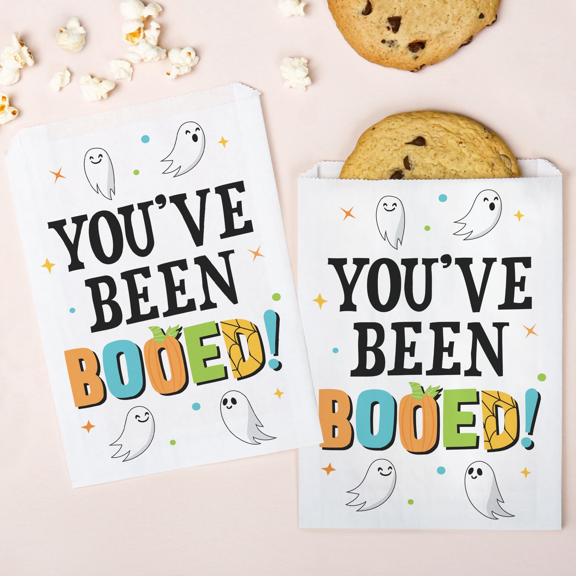 You've Been Booed Paper Treat Bags, Ghost Halloween Party Individual Candy Snack Favors ...
