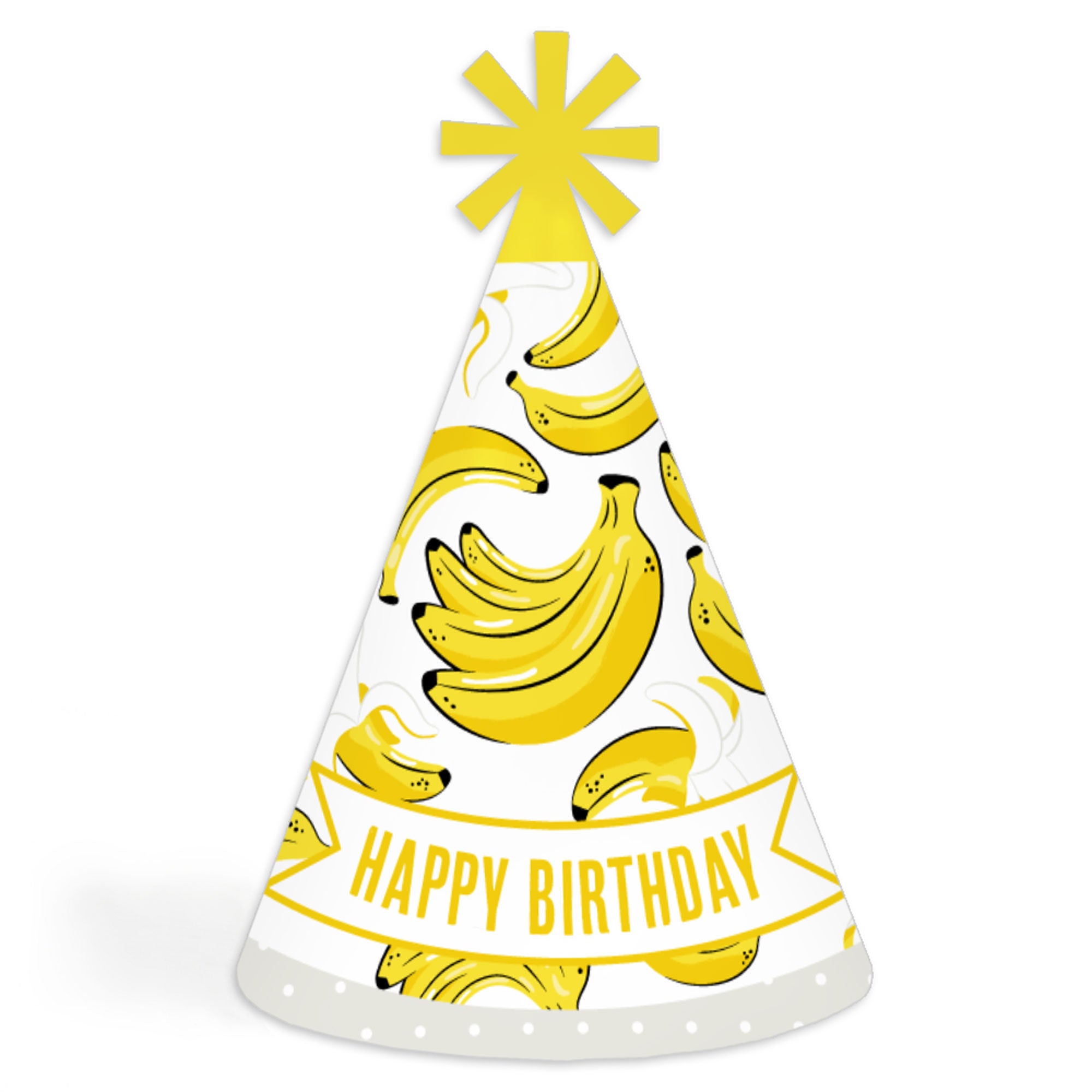 Let's Go Bananas - Cone Happy Birthday Party Hats for Kids and Adults - Set of 8 (Standard Size ...