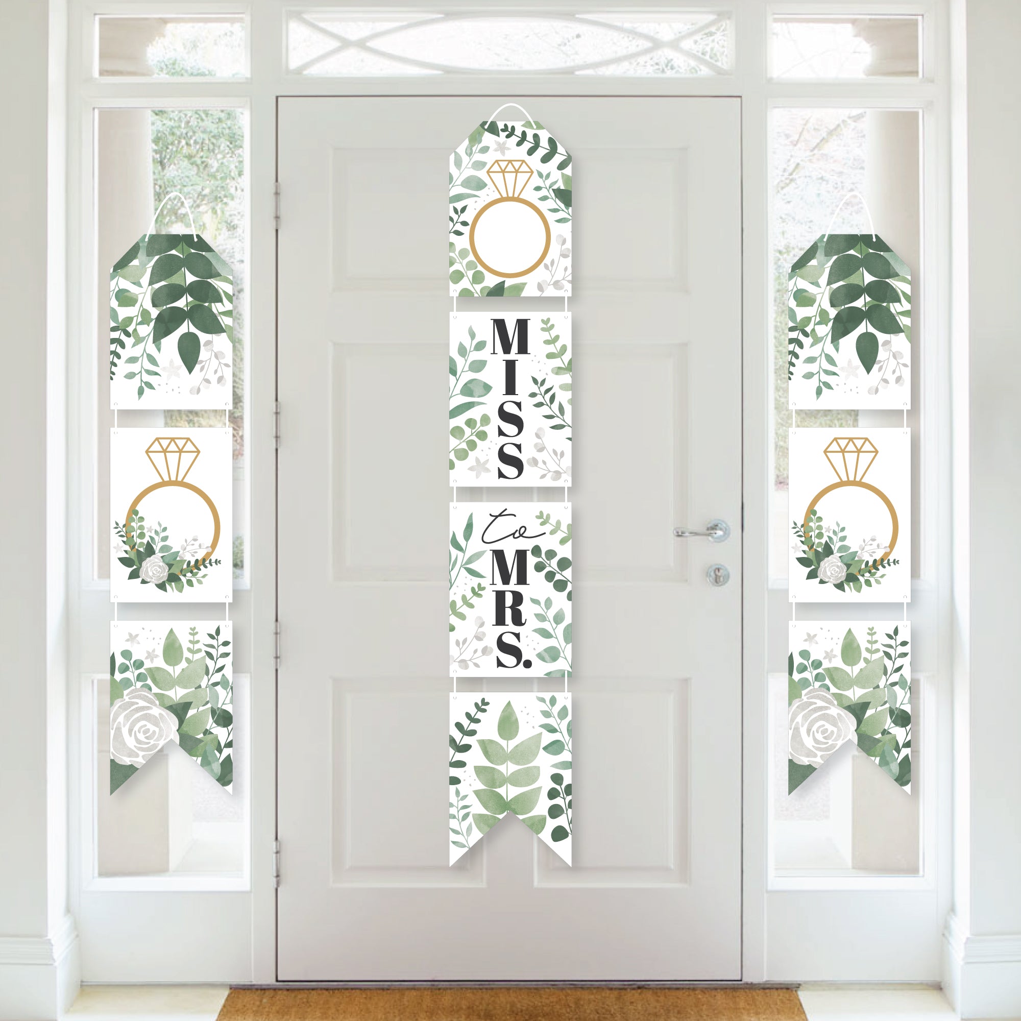 Boho Botanical Bride - Hanging Vertical Paper Door Banners - Greenery ...