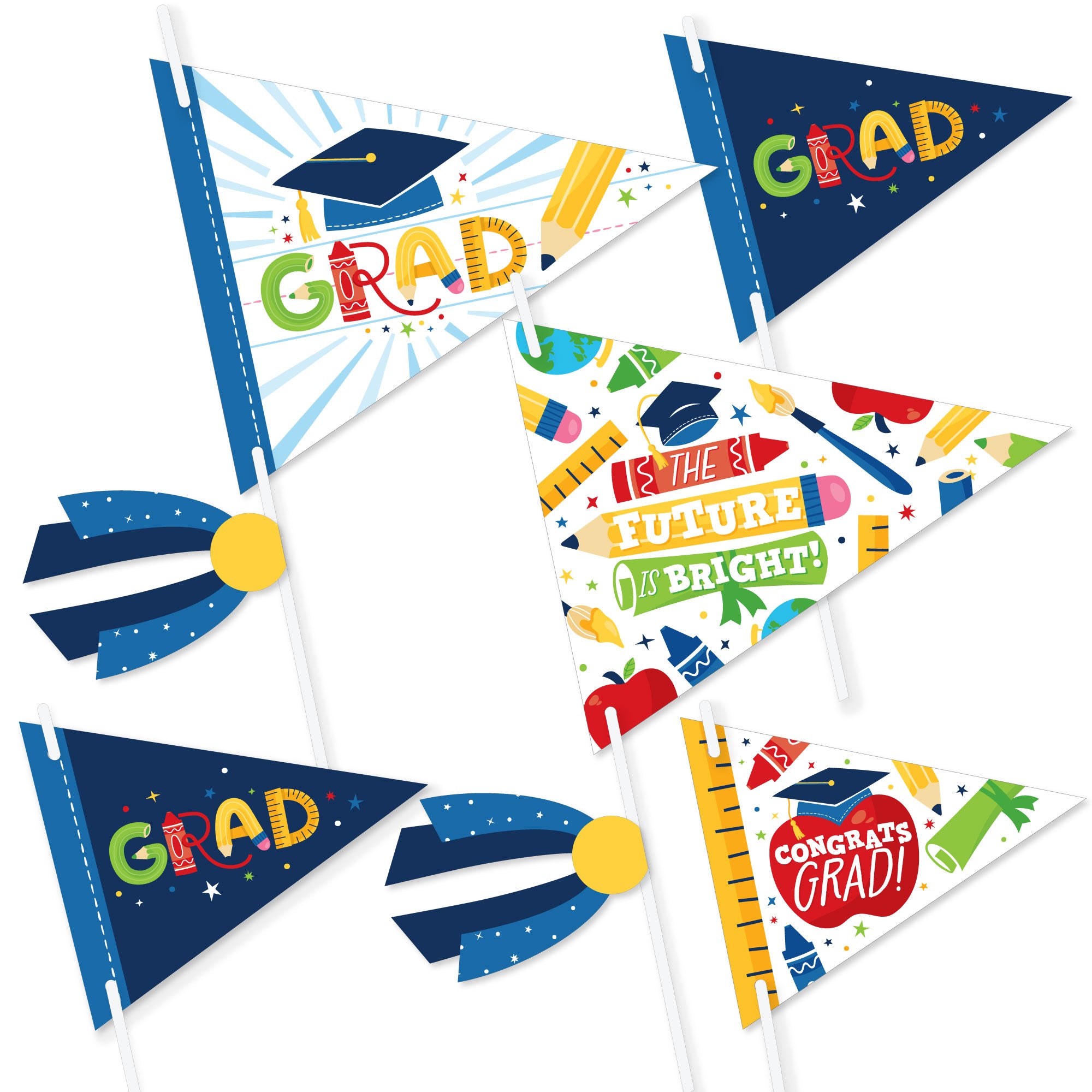 Elementary Grad - Triangle Kids Graduation Party Photo Props - Pennant ...