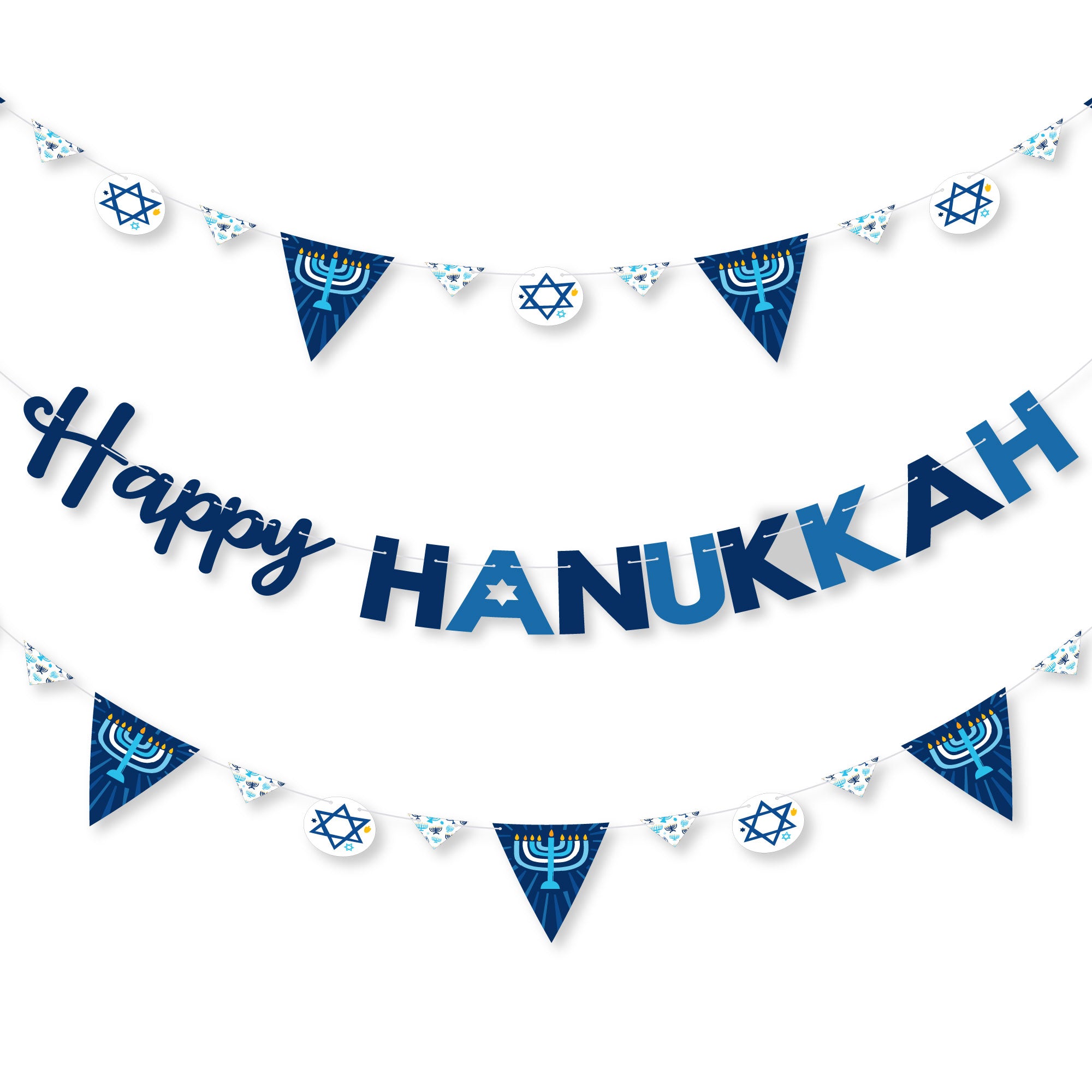Hanukkah Menorah - Chanukah Holiday Party Letter Banner Decoration - 36 ...