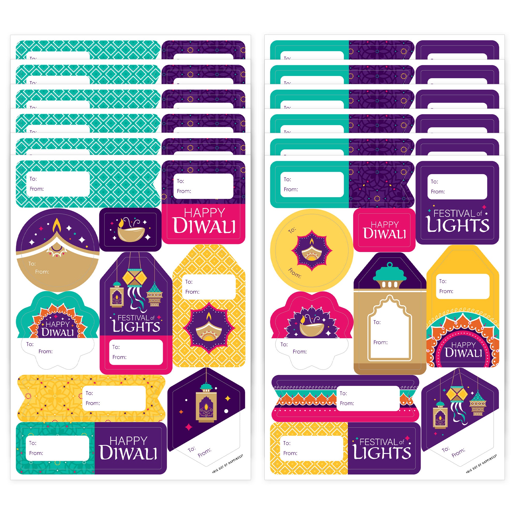 Happy Diwali - Assorted Festival of Lights Party Gift Tag Labels - To ...