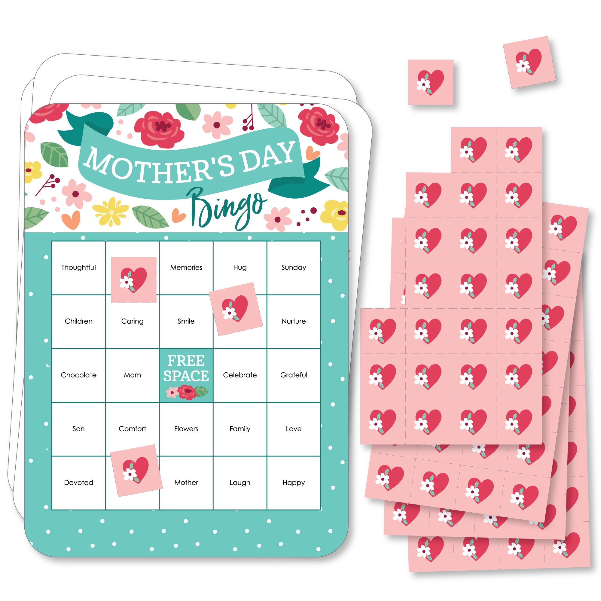 Colorful Floral Happy Mother's Day - Bingo Cards and Markers - We Love ...