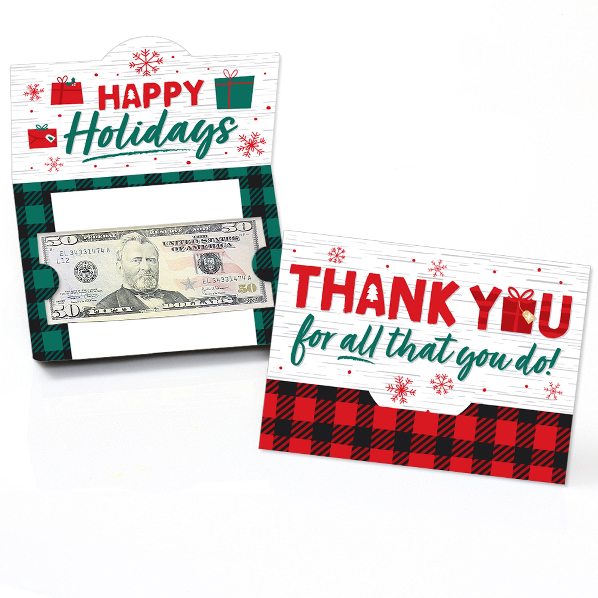 Holiday Thank You - Christmas Appreciation Money And Gift Card Holders ...
