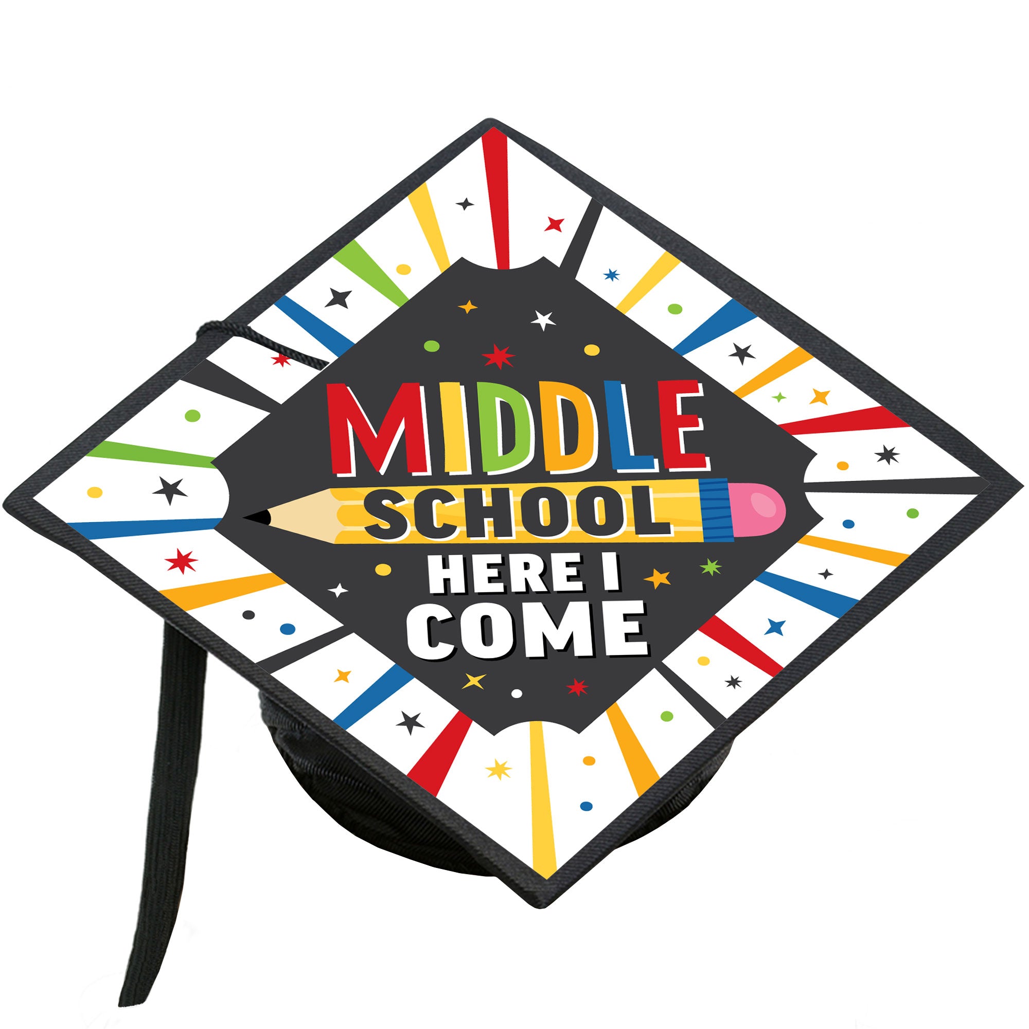 Middle School Here I Come - Elementary Graduation Cap Decorations Kit ...