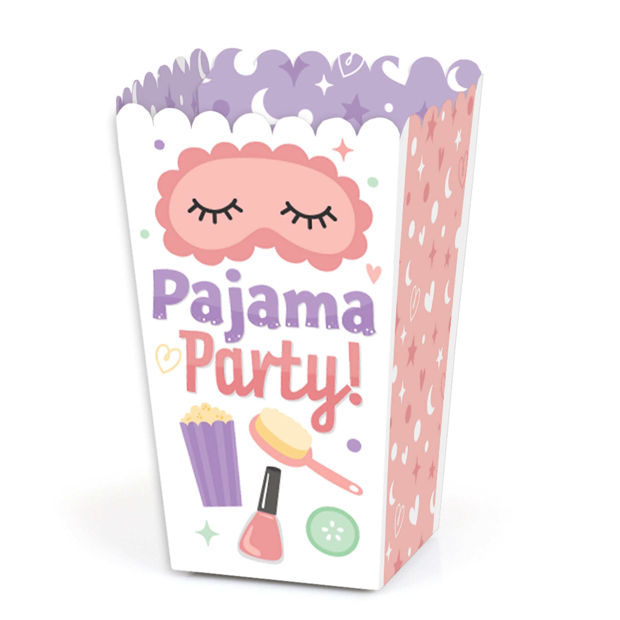 Pajama Slumber Party - Girls Sleepover Birthday Party Favor Popcorn Treat Boxes - Set of 12 ...