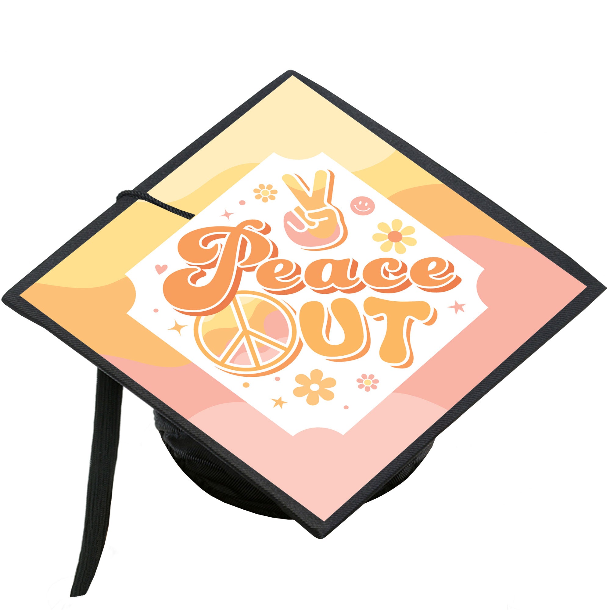 Peace Out - Groovy Hippie Graduation Cap Decorations Kit - Grad Cap ...