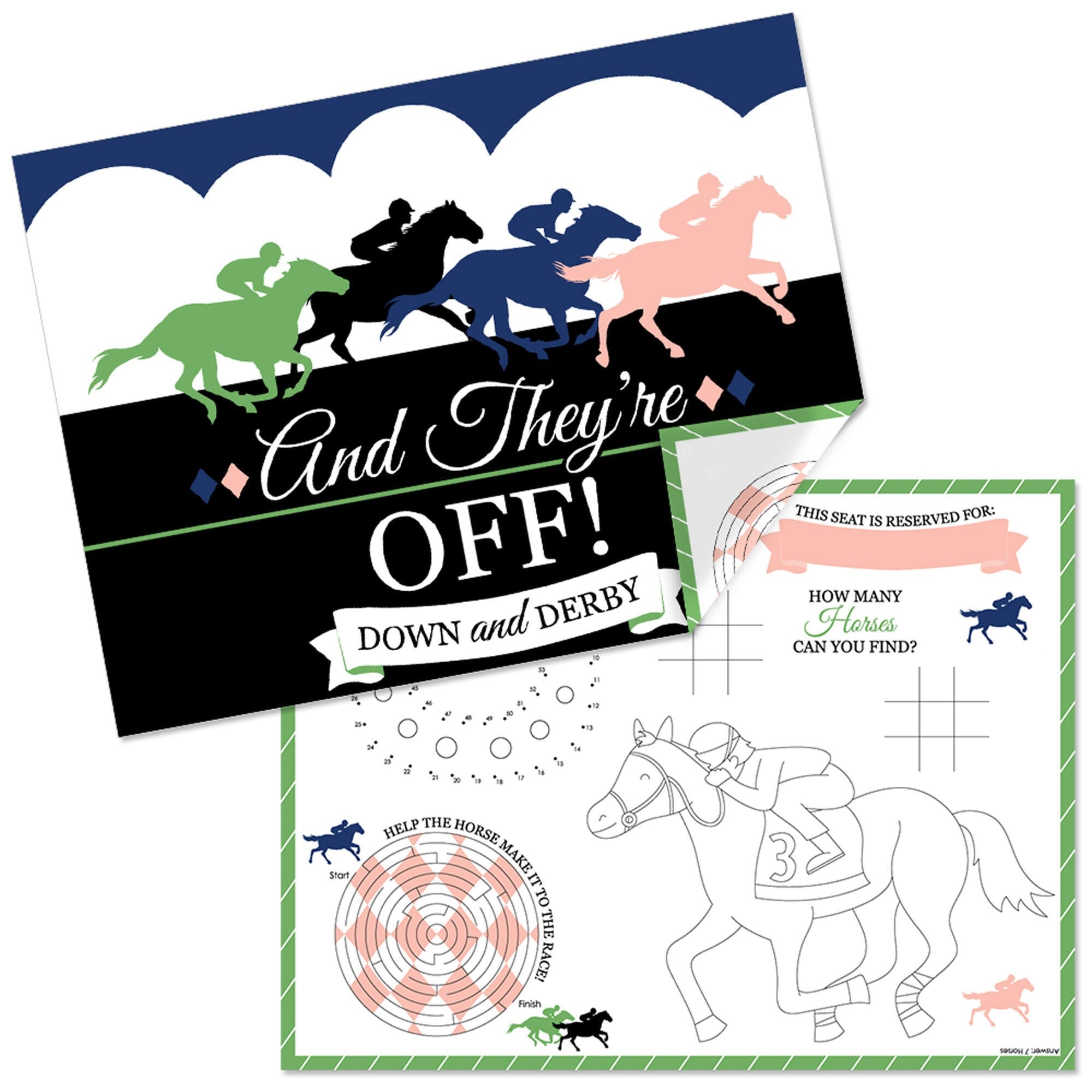 Kentucky Horse Derby - Paper Horse Race Party Coloring Sheets ...