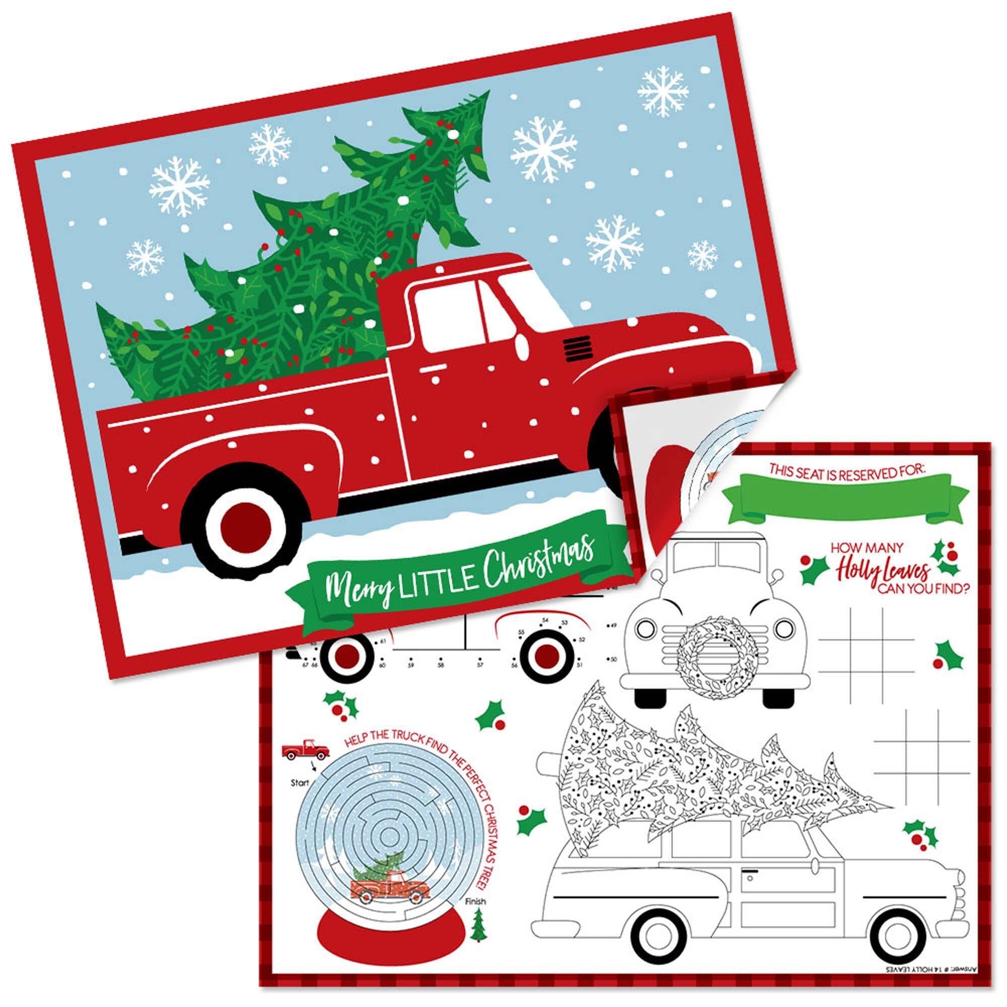 Merry Little Christmas Tree - Paper Red Truck and Car Christmas Party ...