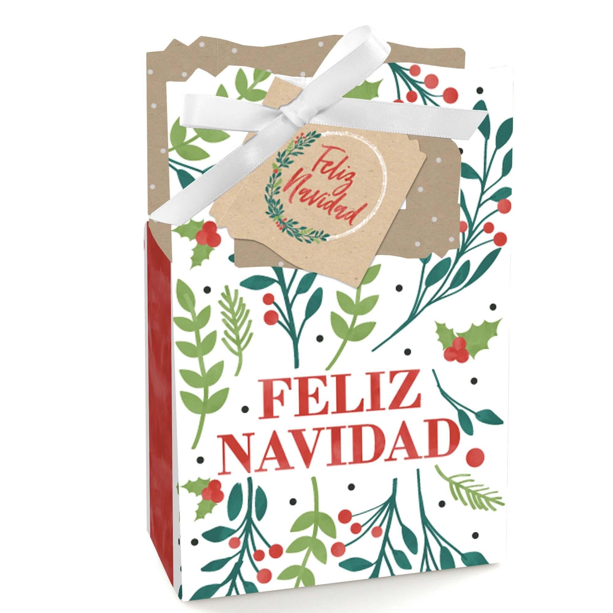 Feliz Navidad - Holiday and Spanish Christmas Party Favor Boxes - Set ...