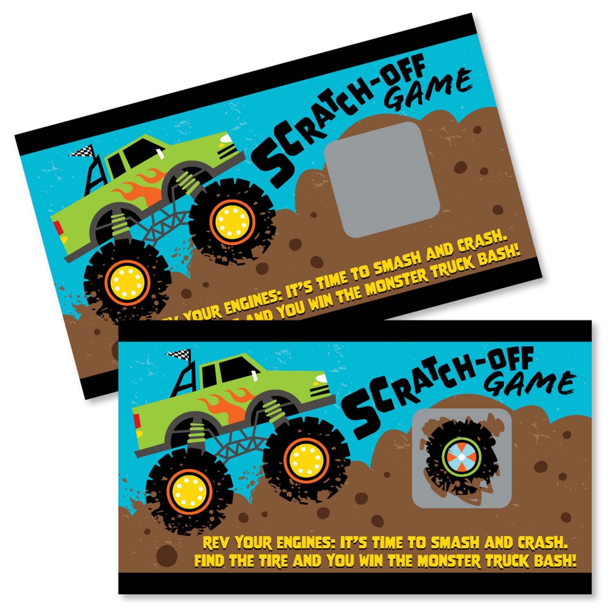 Smash and Crash - Monster Truck - Boy Birthday Party Game Scratch Off ...