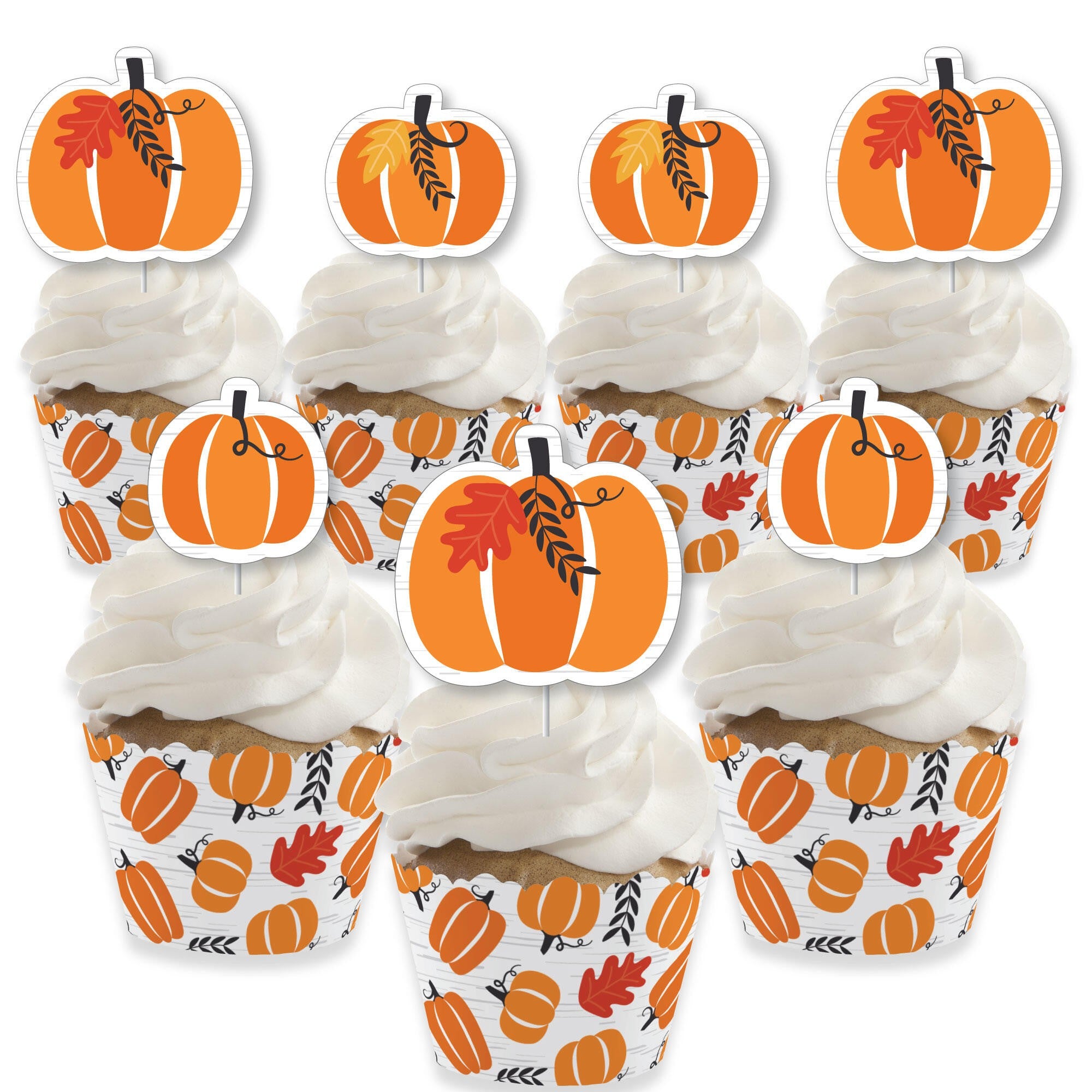 Fall Pumpkin - Cupcake Decoration - Halloween or Thanksgiving Party ...