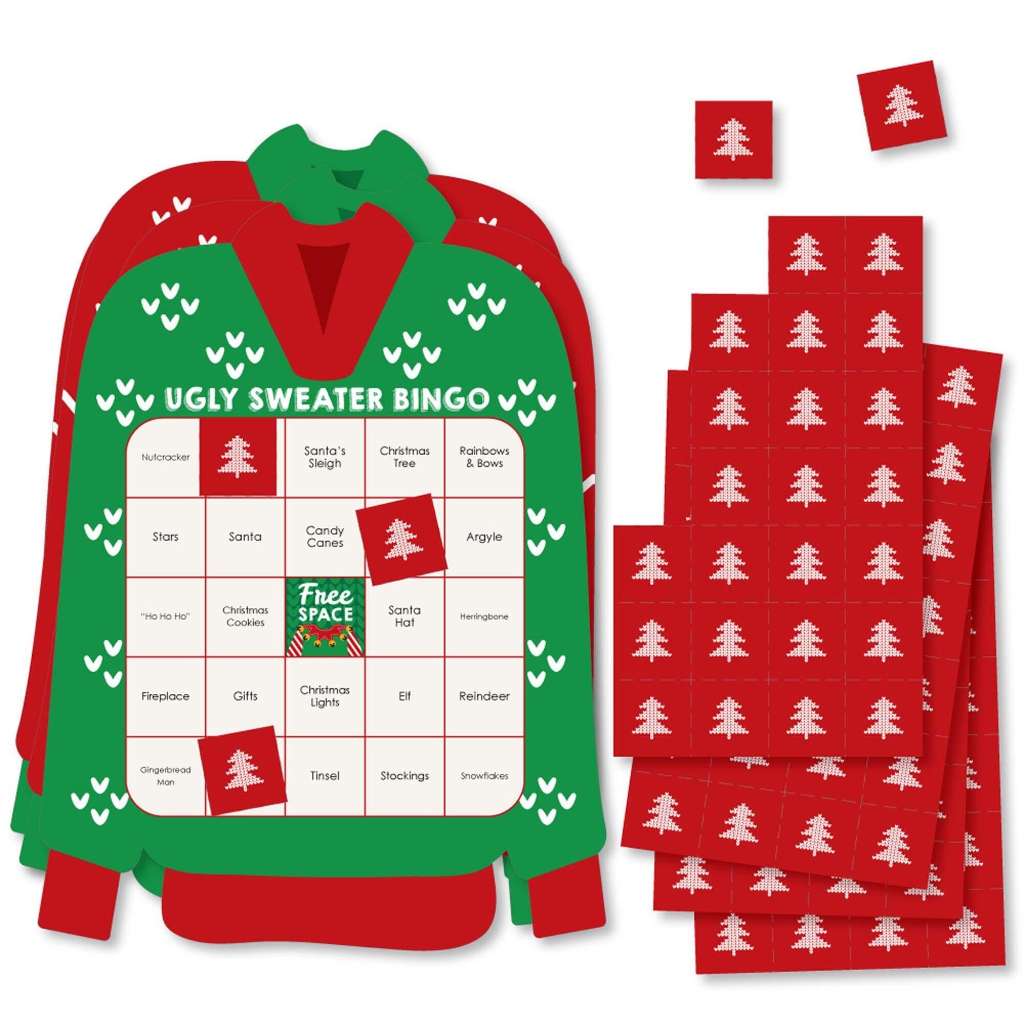 Ugly Sweater - Bar Bingo Cards and Markers - Holiday and Christmas ...