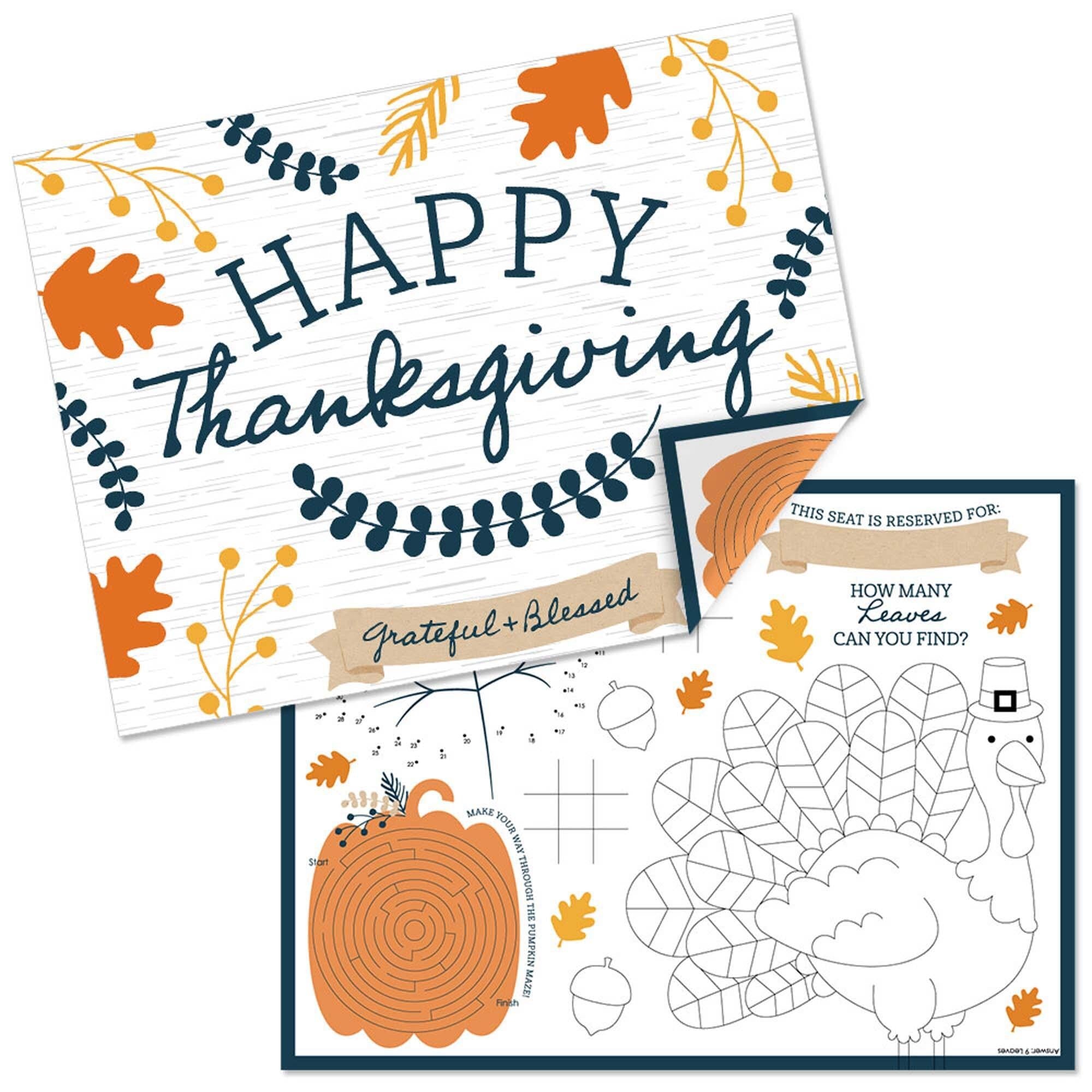 Happy Thanksgiving - Paper Fall Harvest Party Coloring Sheets ...