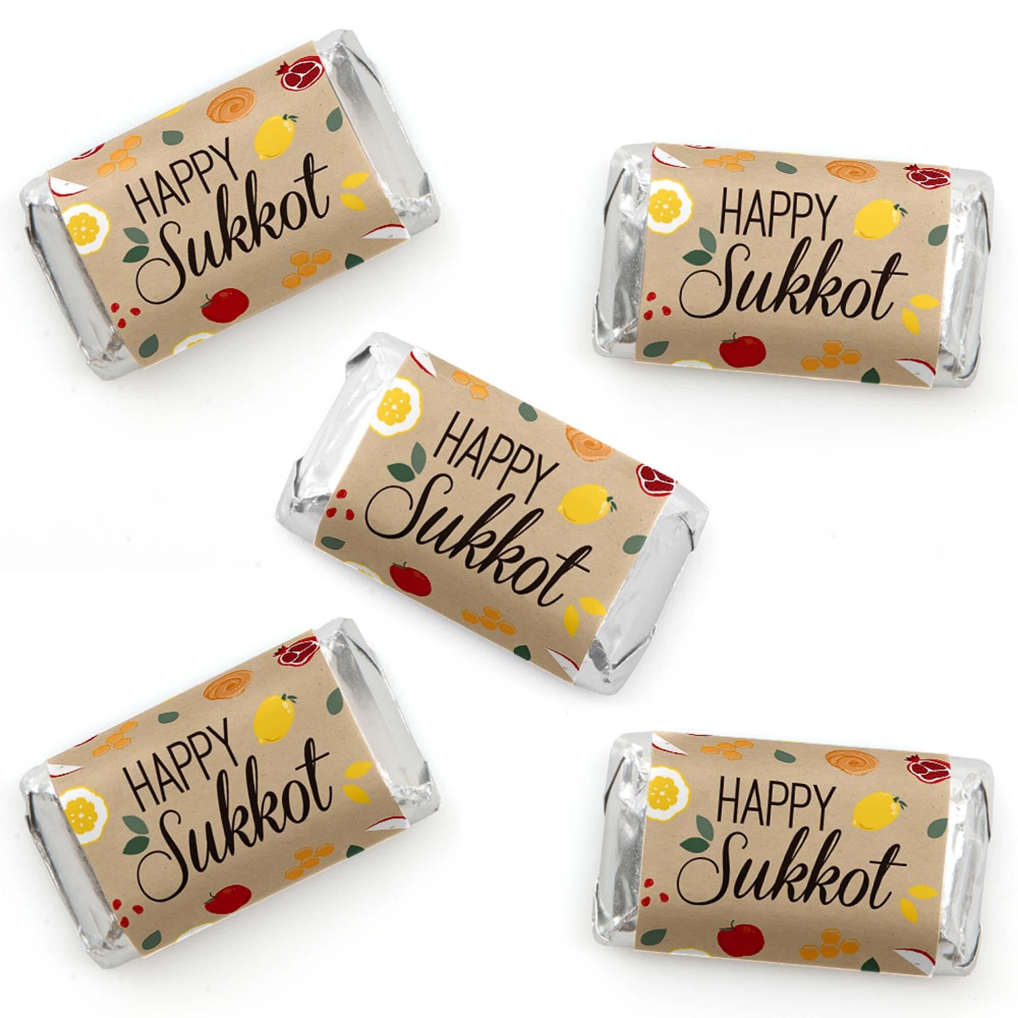 Sukkot - Mini Candy Bar Wrapper Stickers - Sukkah Jewish Holiday Small ...