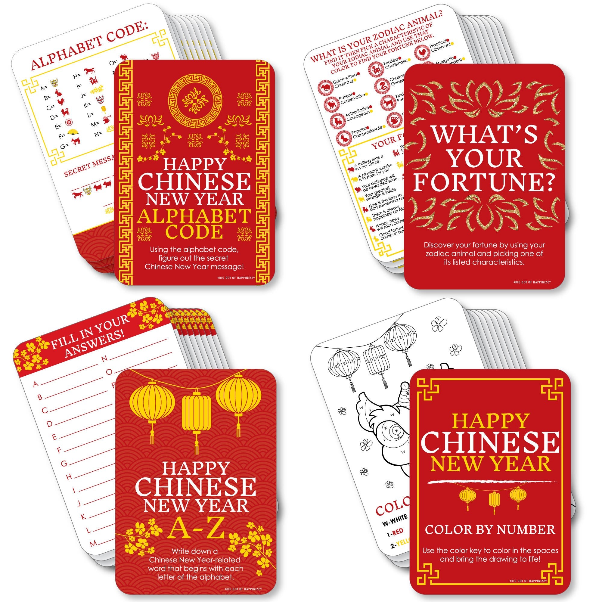 Chinese New Year - 4 Lunar New Year Games - 10 Cards Each - Gamerific ...