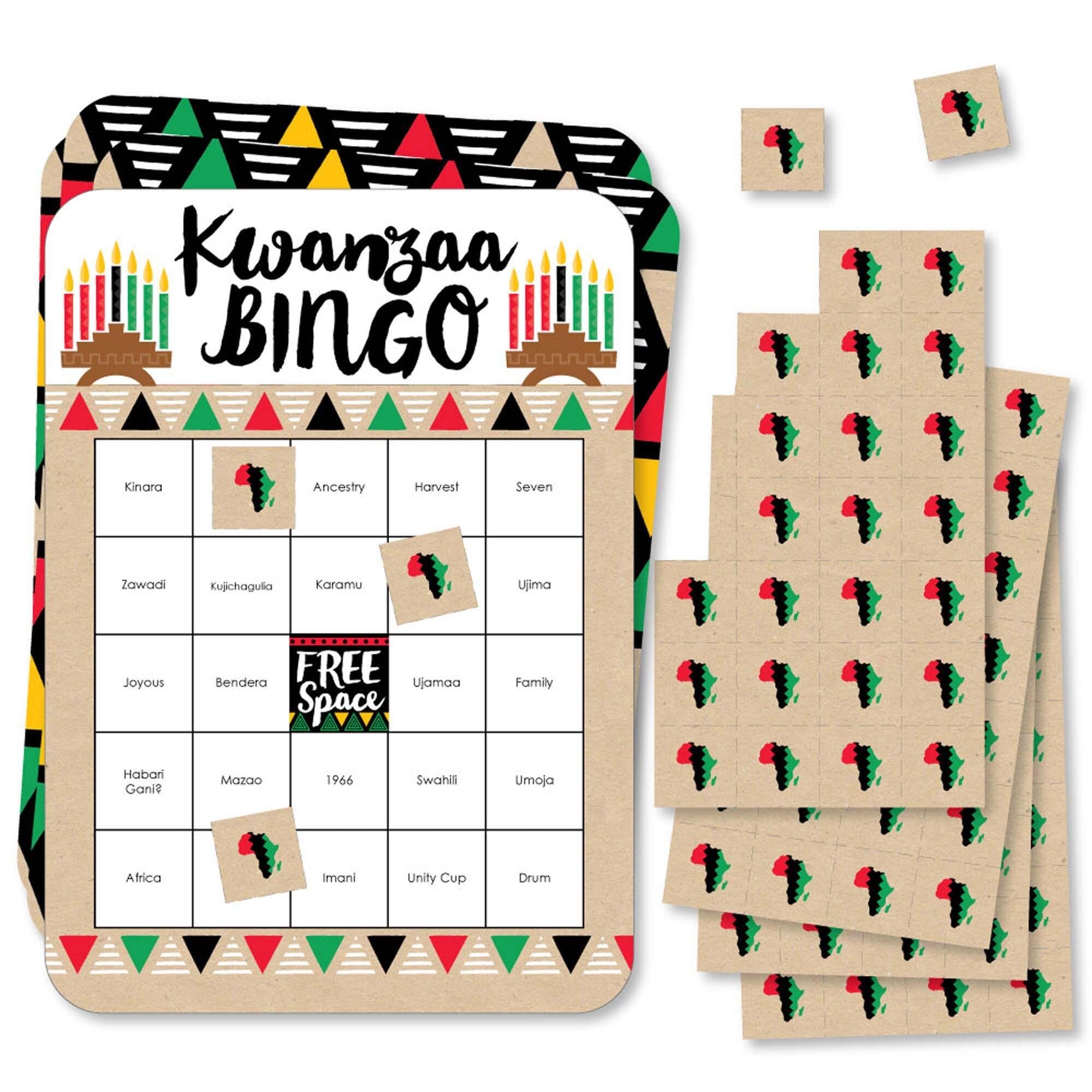 Happy Kwanzaa - Bingo Cards and Markers - African Heritage Holiday ...