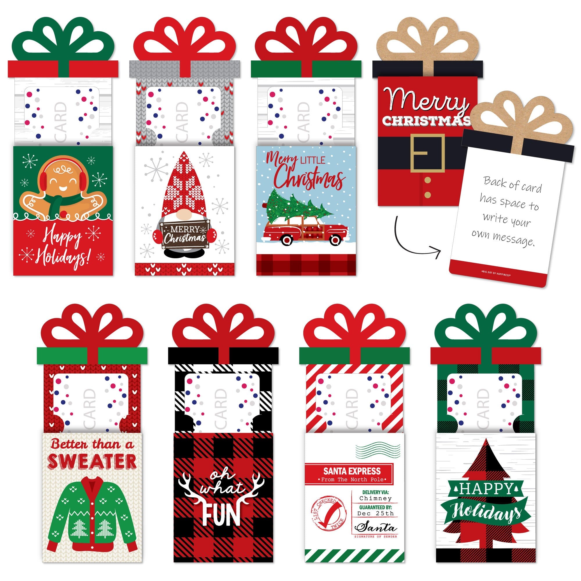 Assorted Red and Green Holiday - Christmas Money and Gift Card Sleeves ...
