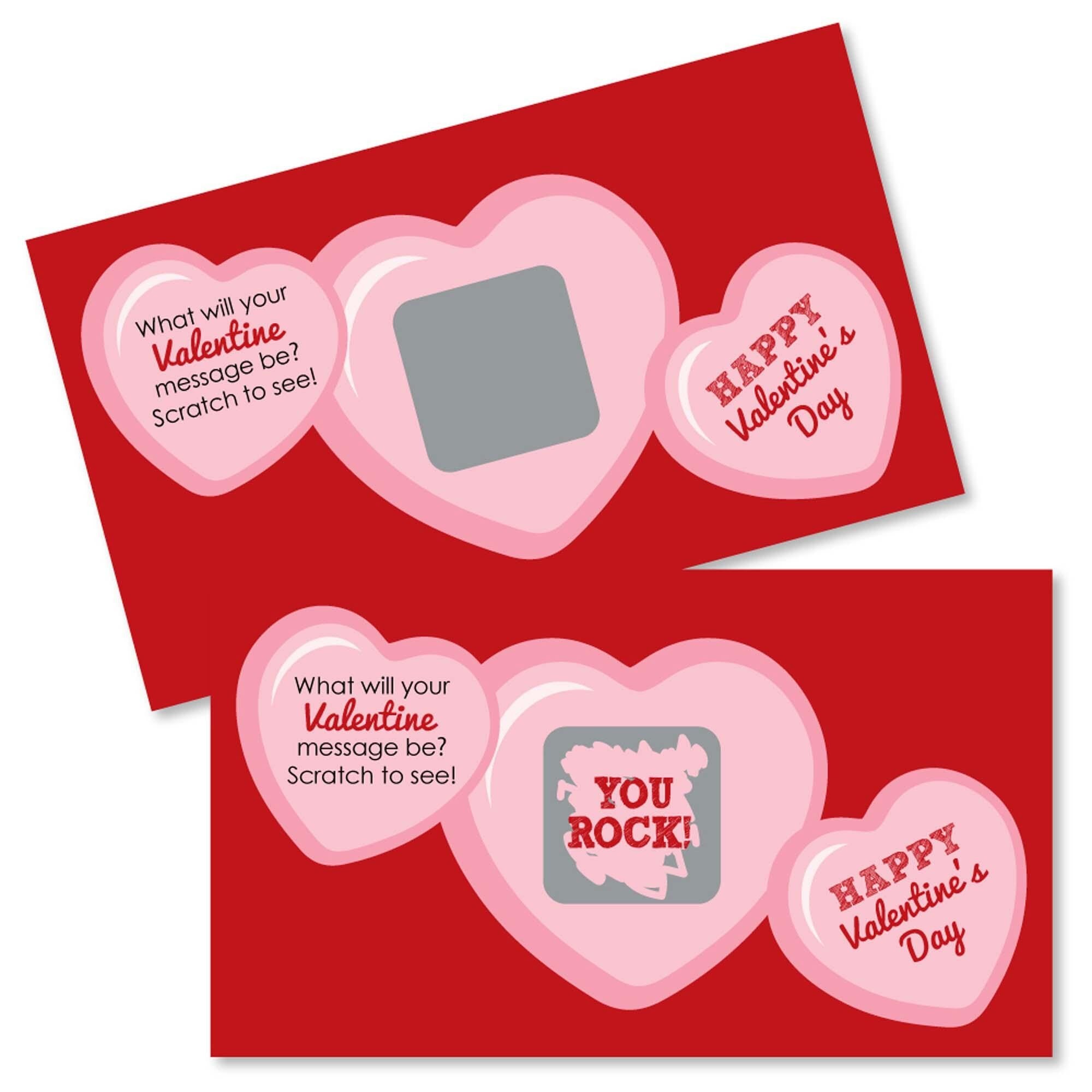 Conversation Hearts - Scratch Off Valentine's Day Cards - 22 Count ...