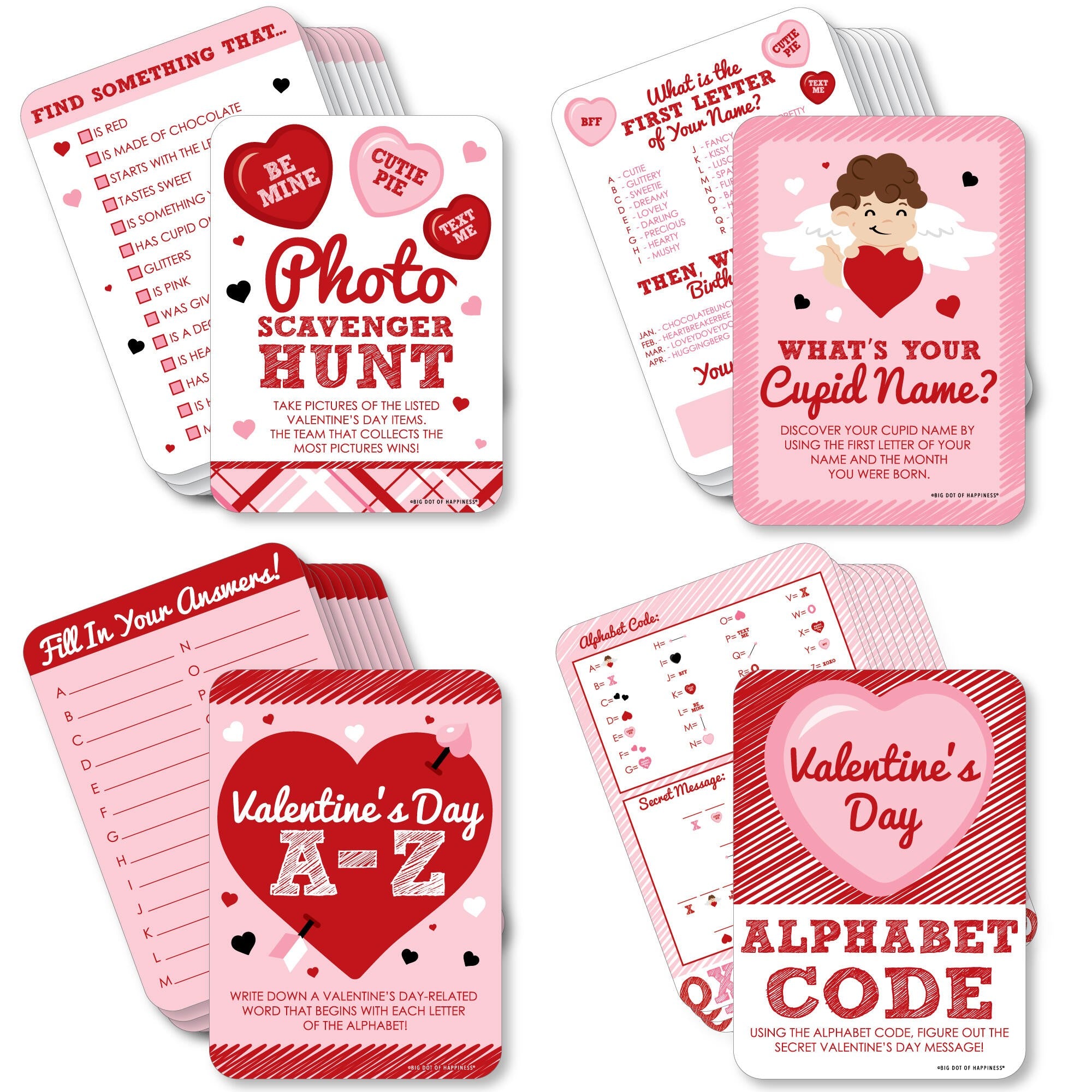 Conversation Hearts - 4 Valentine's Day Games - 10 Cards Each - A-Z ...