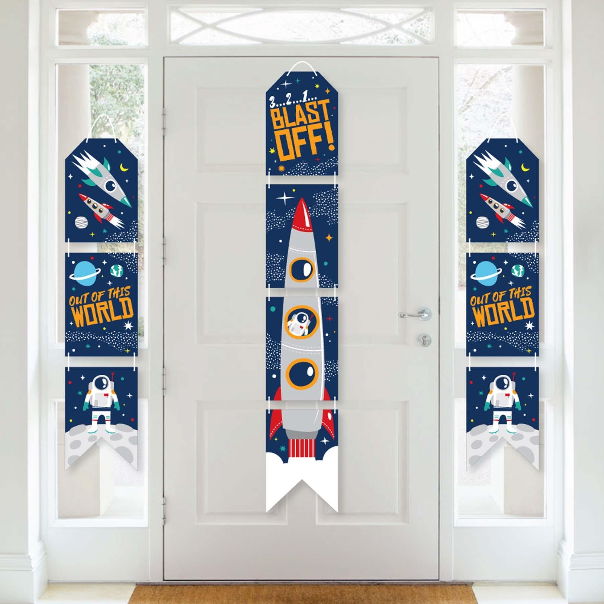 Blast Off to Outer Space - Hanging Vertical Paper Door Banners - Rocket ...