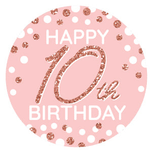 10th Pink Rose Gold Birthday - Happy Birthday Party – Big Dot of ...