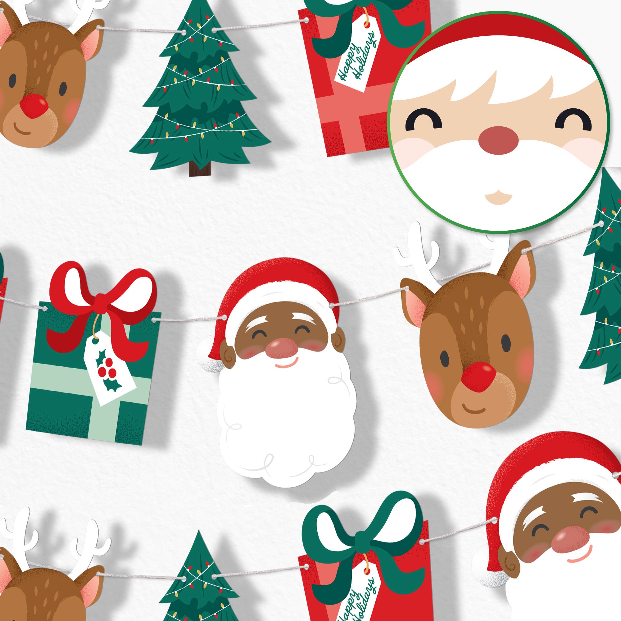 Jolly Santa Claus Garland Banner Christmas Party Decorations ...
