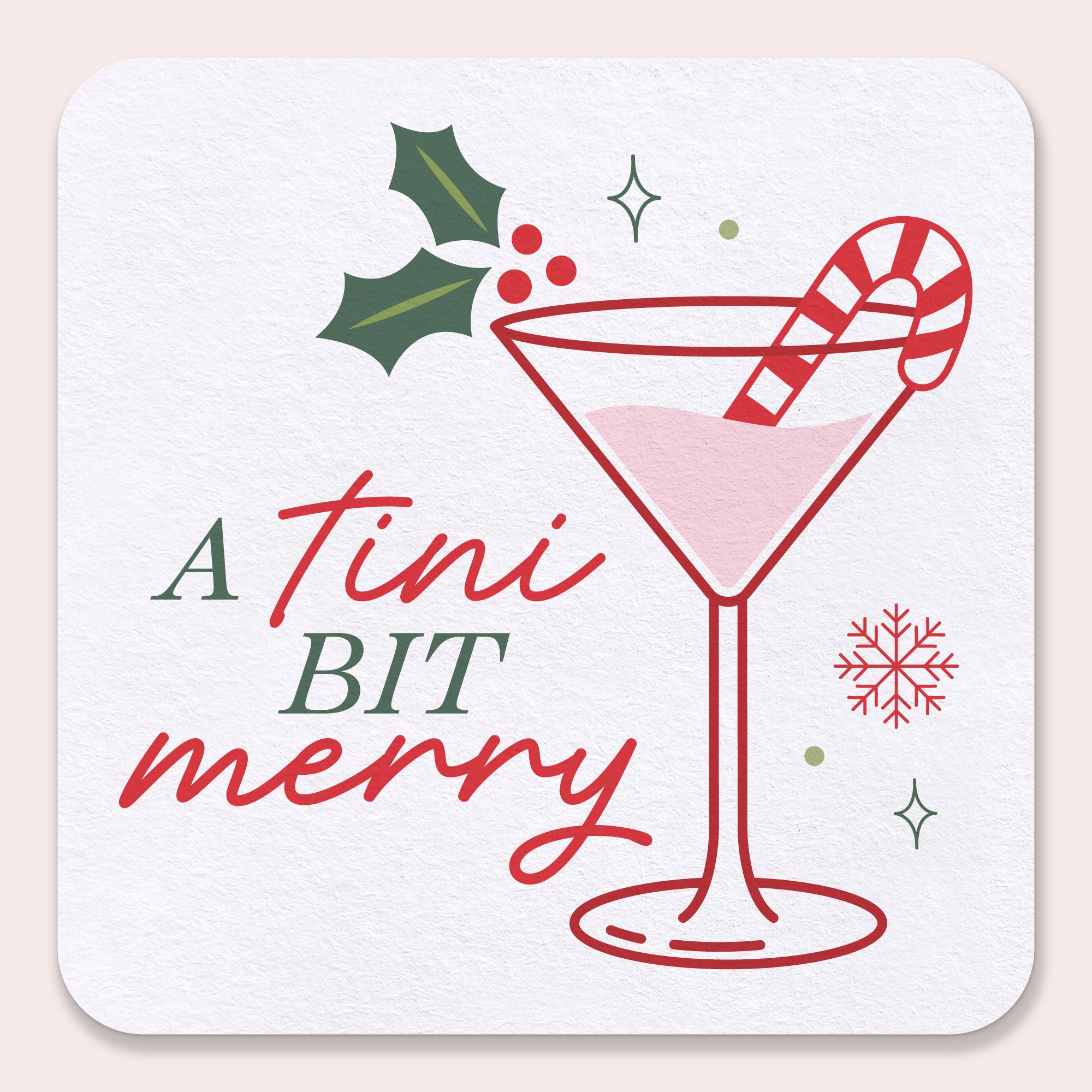 25 Ct A Tini Bit Merry Drink Coasters, 4-Inch Disposable Square Paper ...